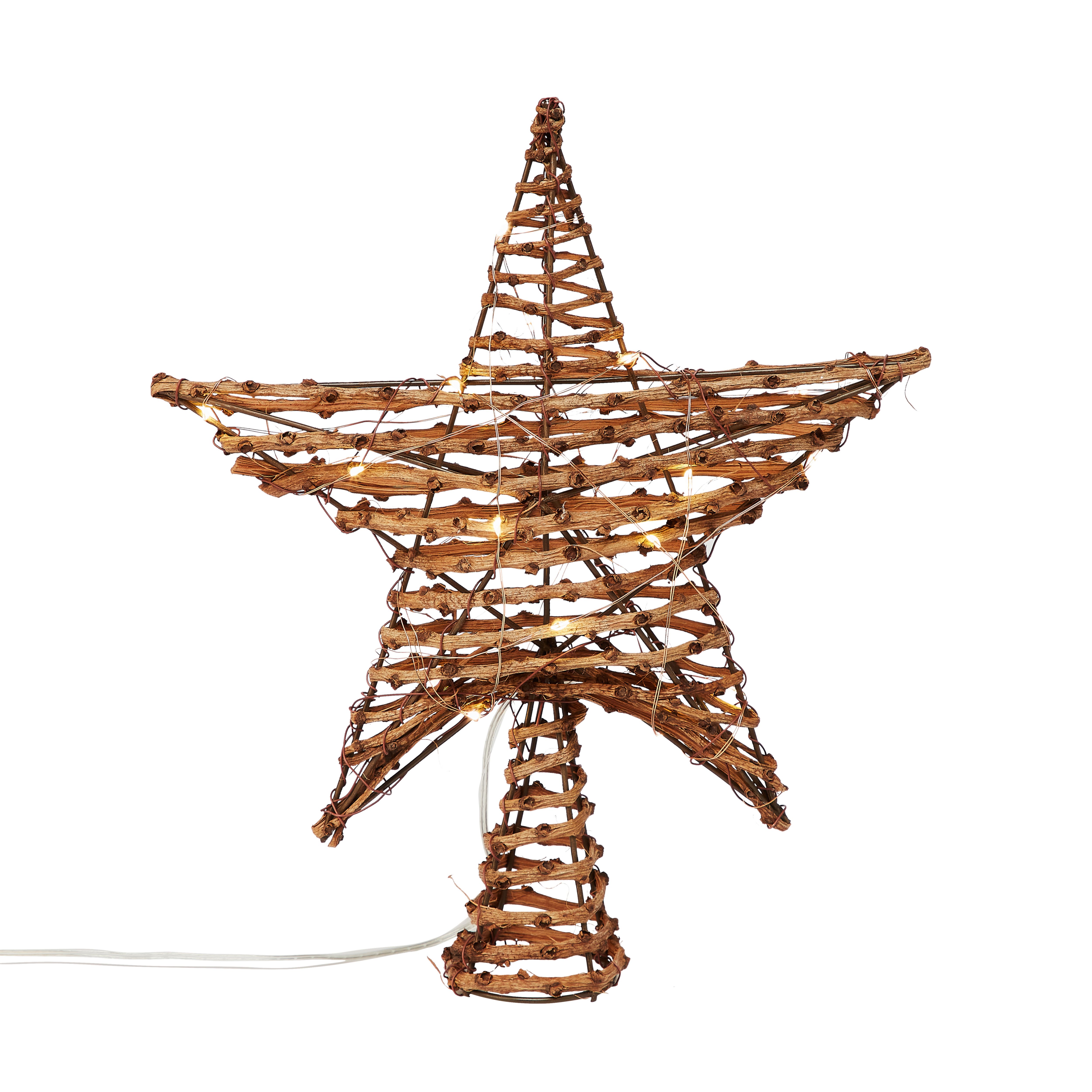 Natural Metal & rattan Star Battery-powered Tree topper