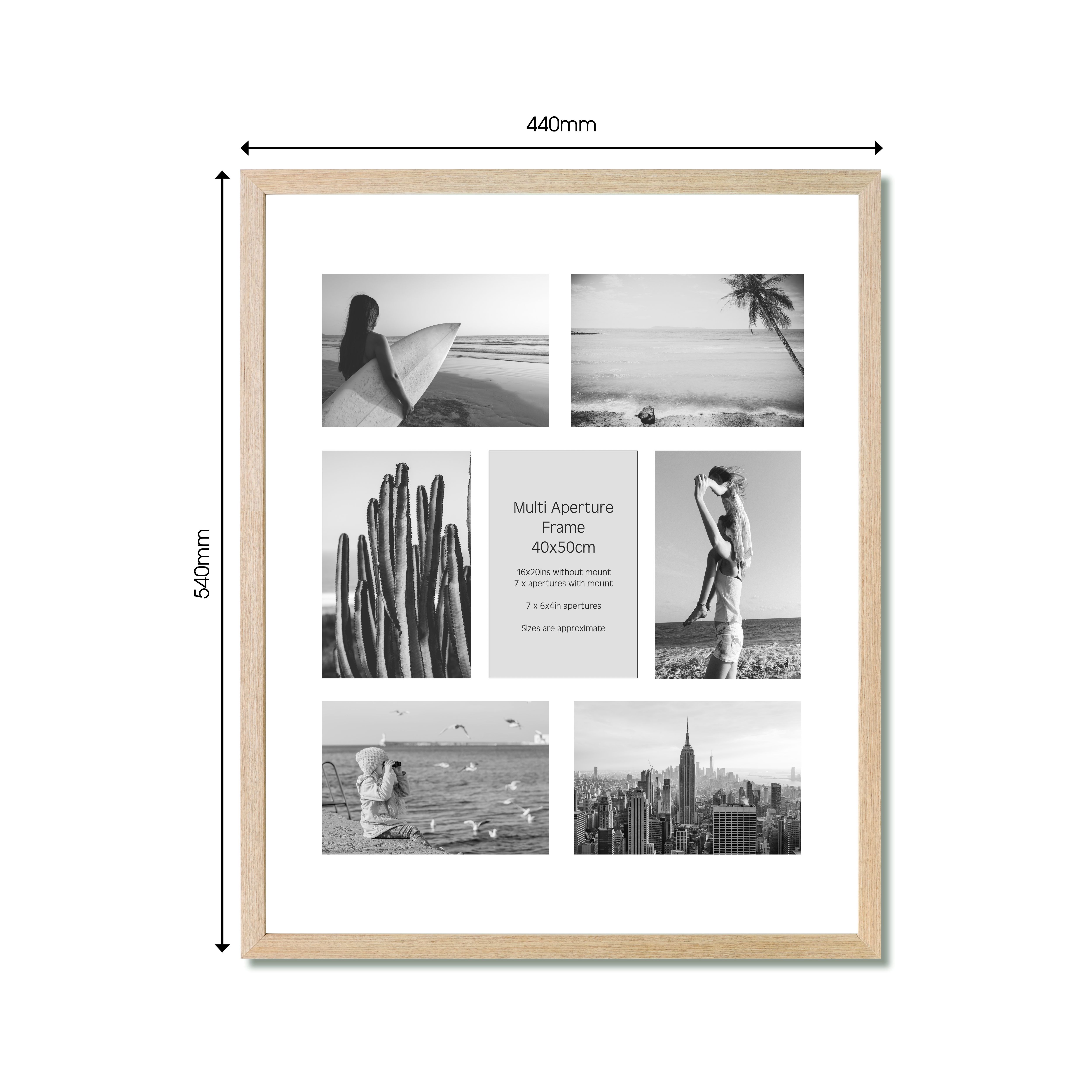 Natural Oak effect Multi Picture frame (H)53cm x (W)43cm