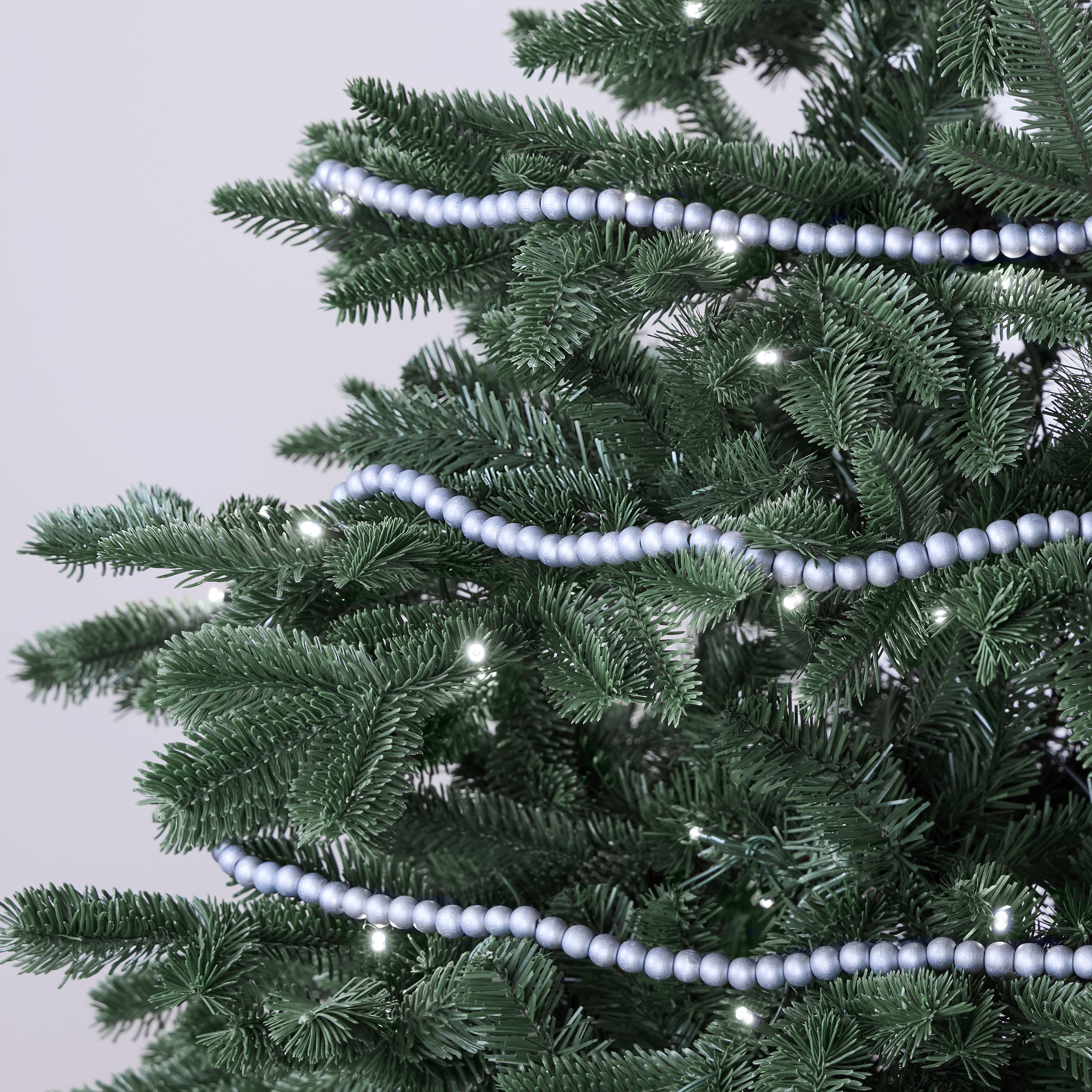 Natural Silver effect Wood Bead chain 2m