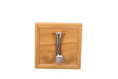 Natural Wood Square Hook (H)70mm (W)100mm