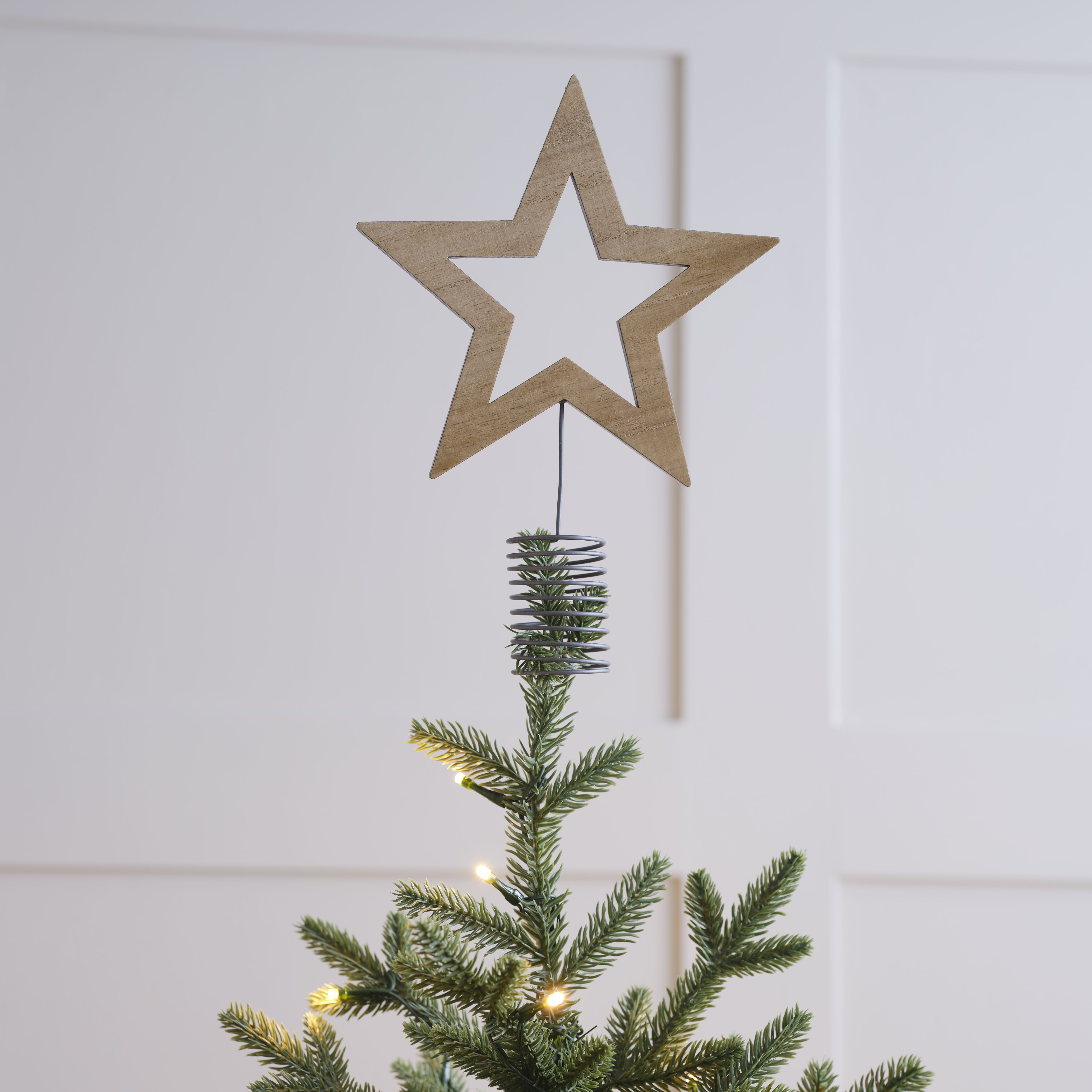 Natural Wood Star Christmas tree topper