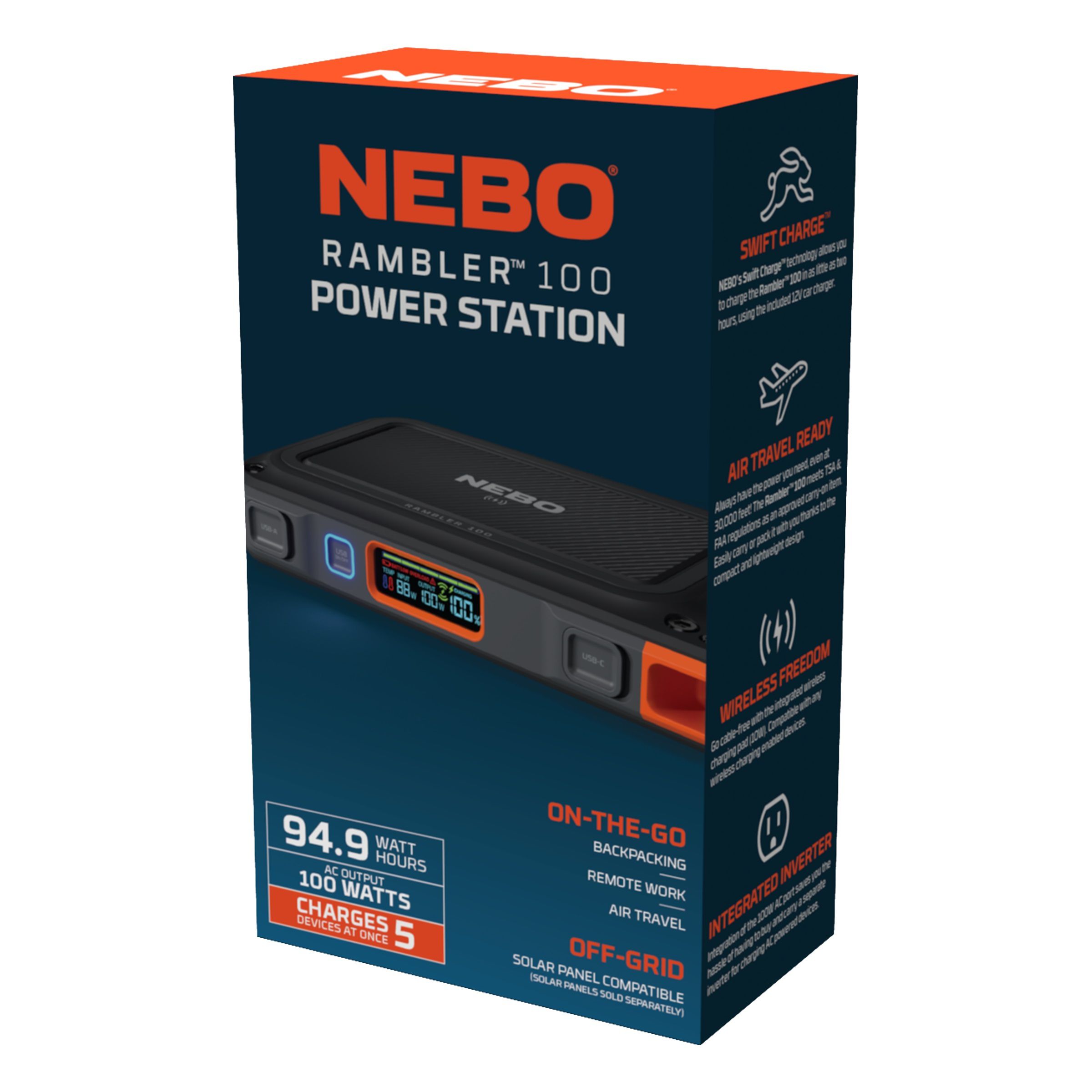 Nebo Rambler 100 Grey Portable Power bank 26000mAh