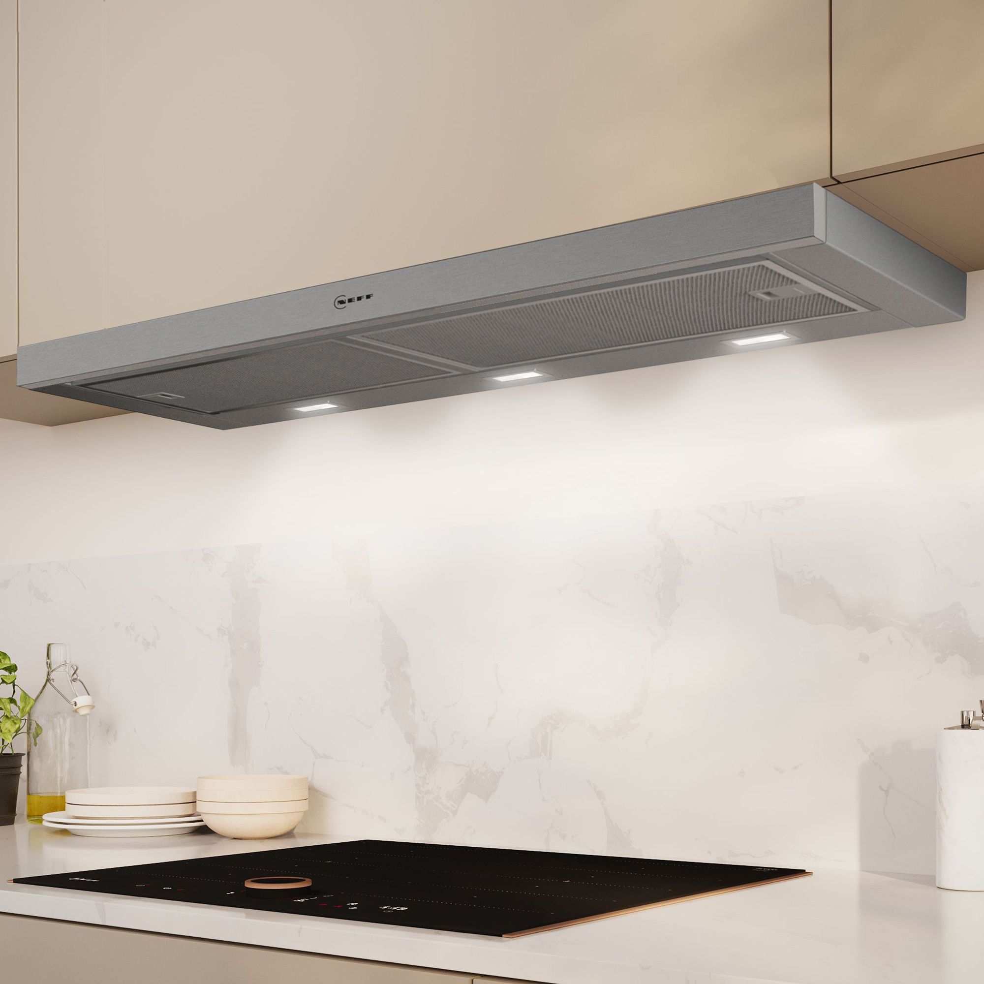 NEFF N50 D49ED22N1B Metal & plastic Telescopic Cooker hood (W)89.8cm ...