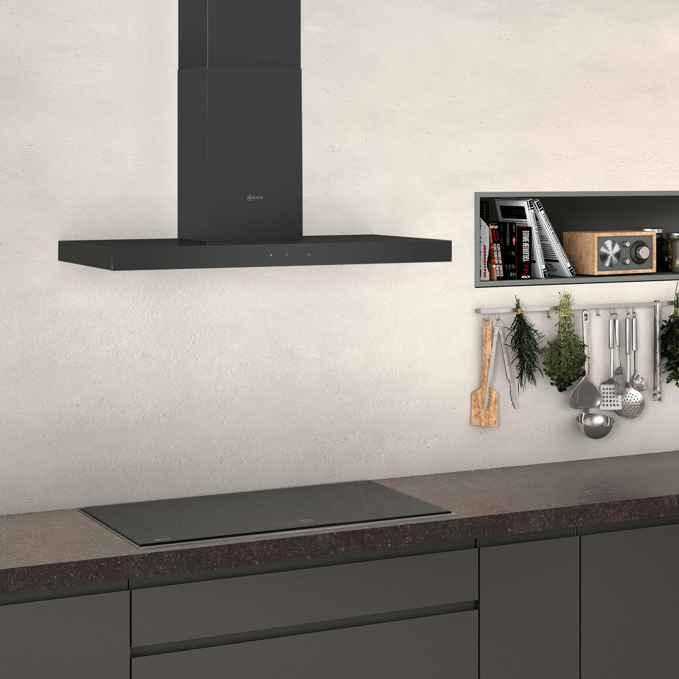 NEFF N50 D94BHM1S5B Metal & plastic Box Cooker hood (W)90cm - Black at B&Q