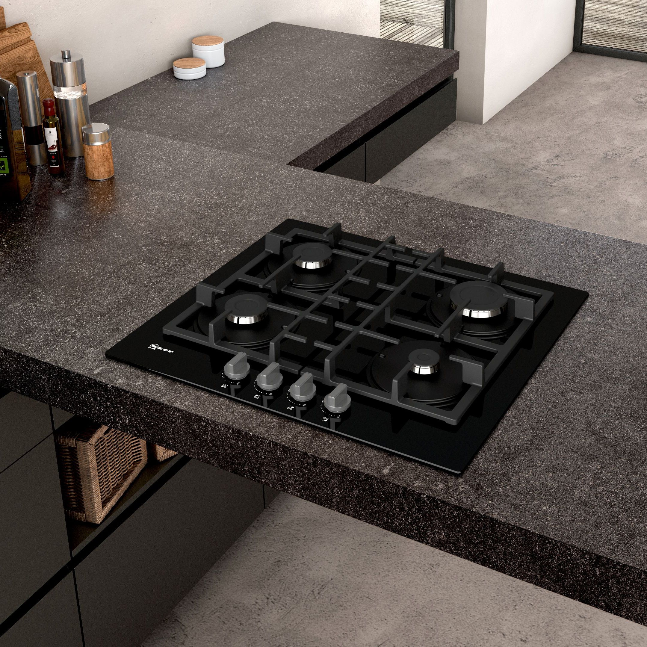 NEFF N50 T26NKP4S0 59CM GAS & ELECTRIC HOB - BLACK