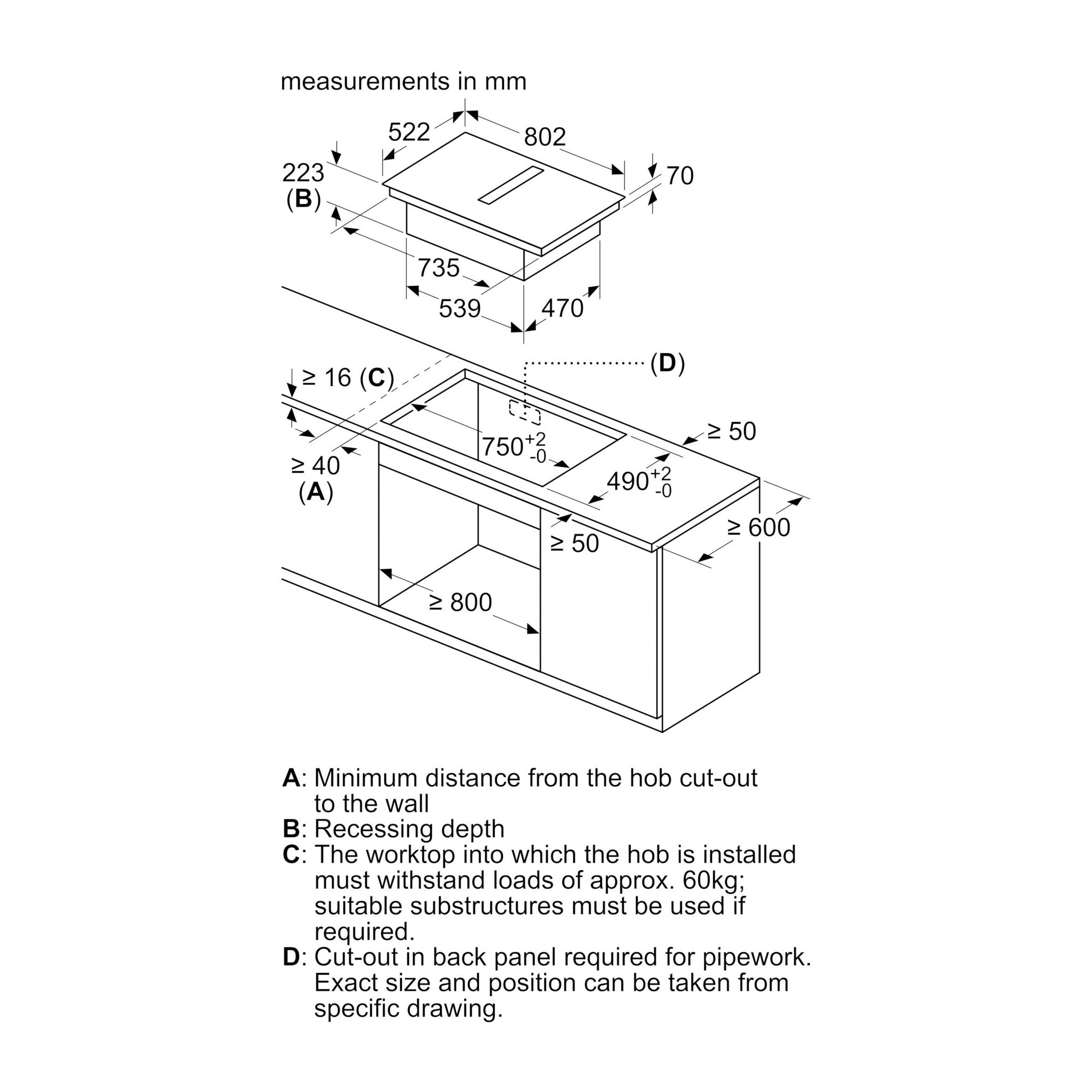 NEFF N70 V58NHQ4L0 80.2cm Induction Venting Hob - Black