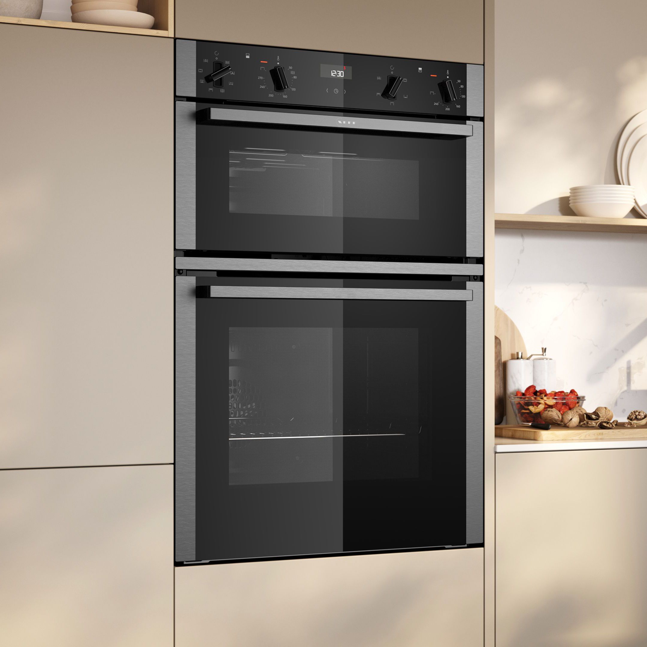 NEFF U1ACE2AN3B Built-in Electric Double oven - Black stainless steel ...
