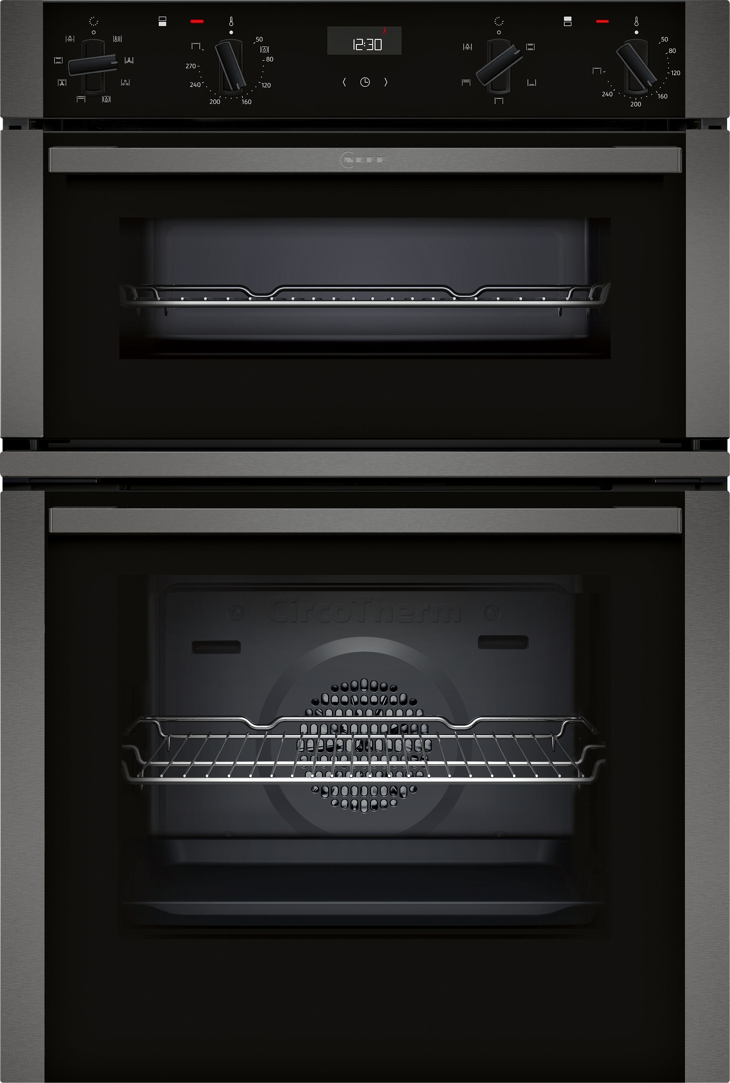 Neff U1ACE2HG0B Built-in Dual fuel Double oven - Black | DIY at B&Q