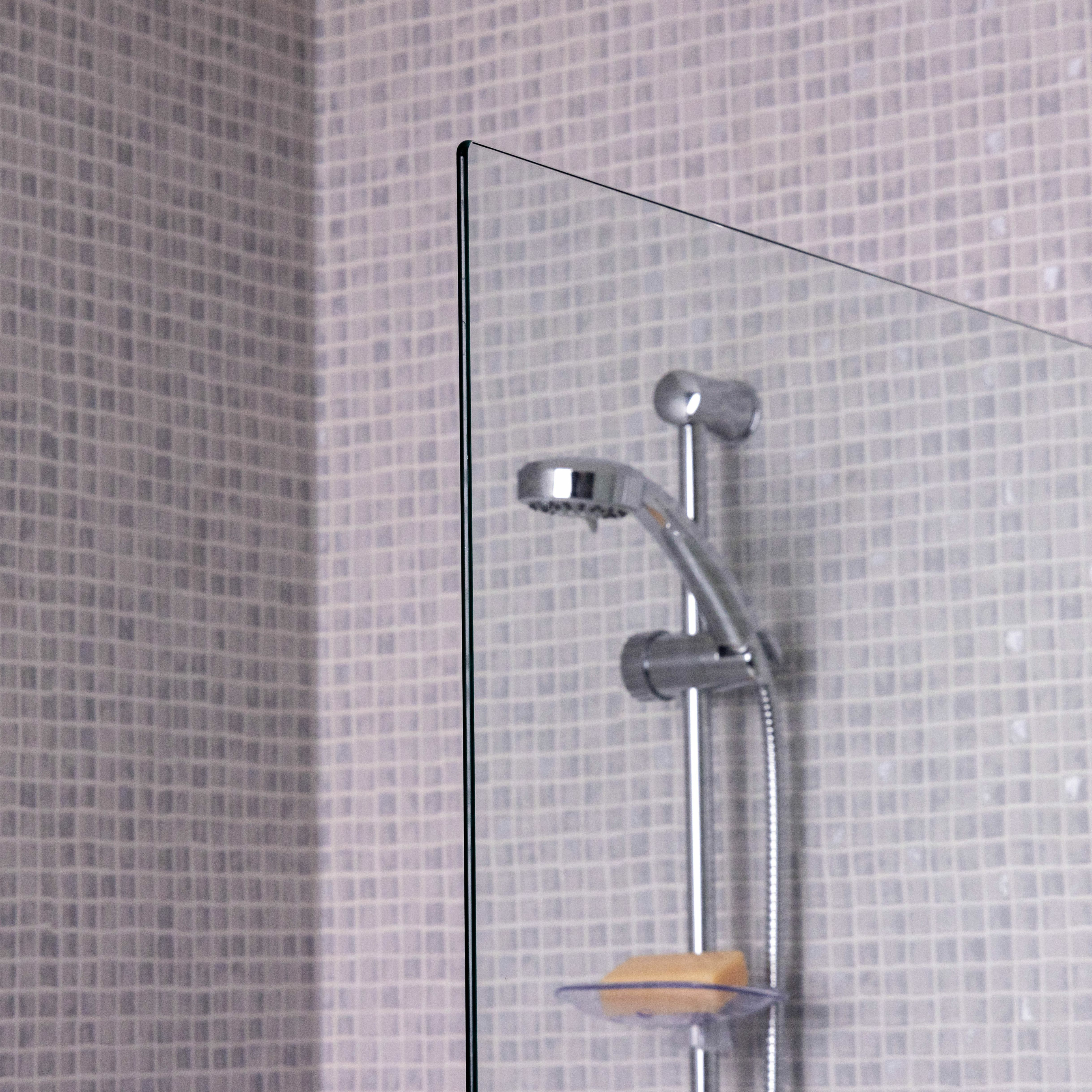 Neo Straight Clear glass Chrome effect frame Bath screen, (W) 780mm (H ...