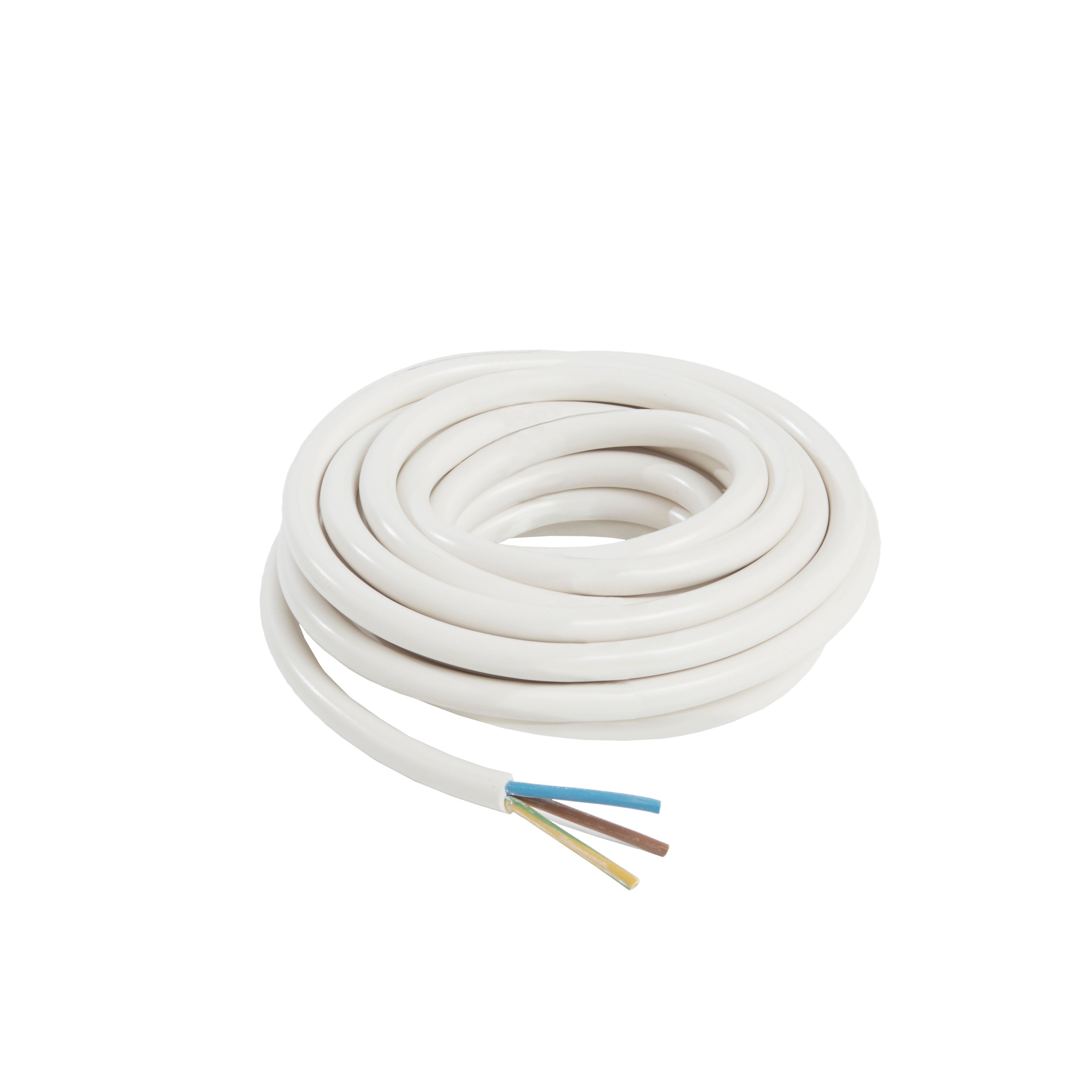 Nexans White 3-core Flexible Cable 2.5mm² x 5m