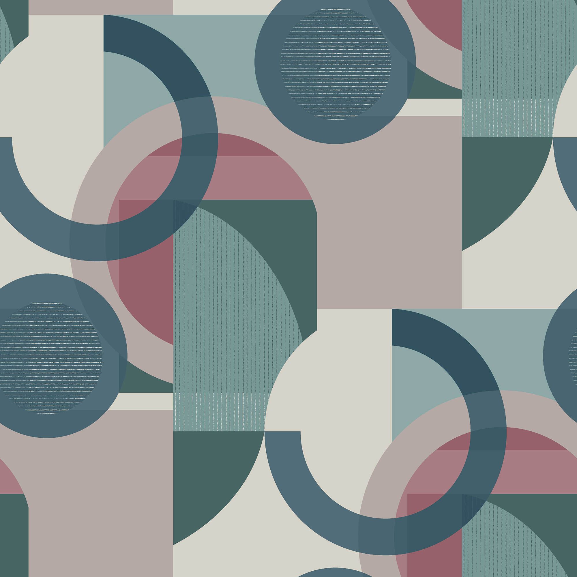 Next Retro Geo Shapes Teal & Pink Smooth Wallpaper Sample