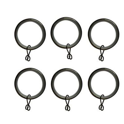 Nickel effect Black Curtain ring (Dia)28mm, Pack of 6 | DIY at B&Q