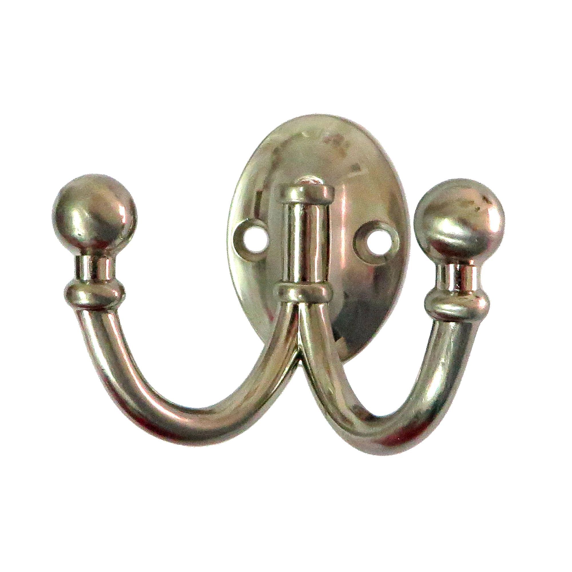 Nickel effect Zinc alloy Double Ball Hook | DIY at B&Q