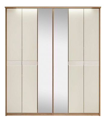 Noah Mirrored Mussel oak effect 3 door Triple Wardrobe (H)1932mm (W ...