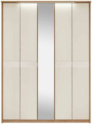 Noah Mussel oak effect Triple Wardrobe (H)1932mm (W)1550mm (D)558mm ...