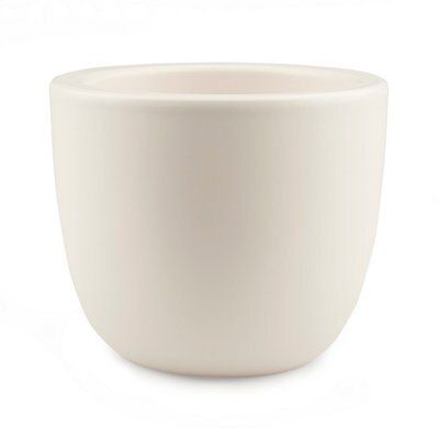 Nurgul Matt White Clay Plant pot (Dia) 46.1cm