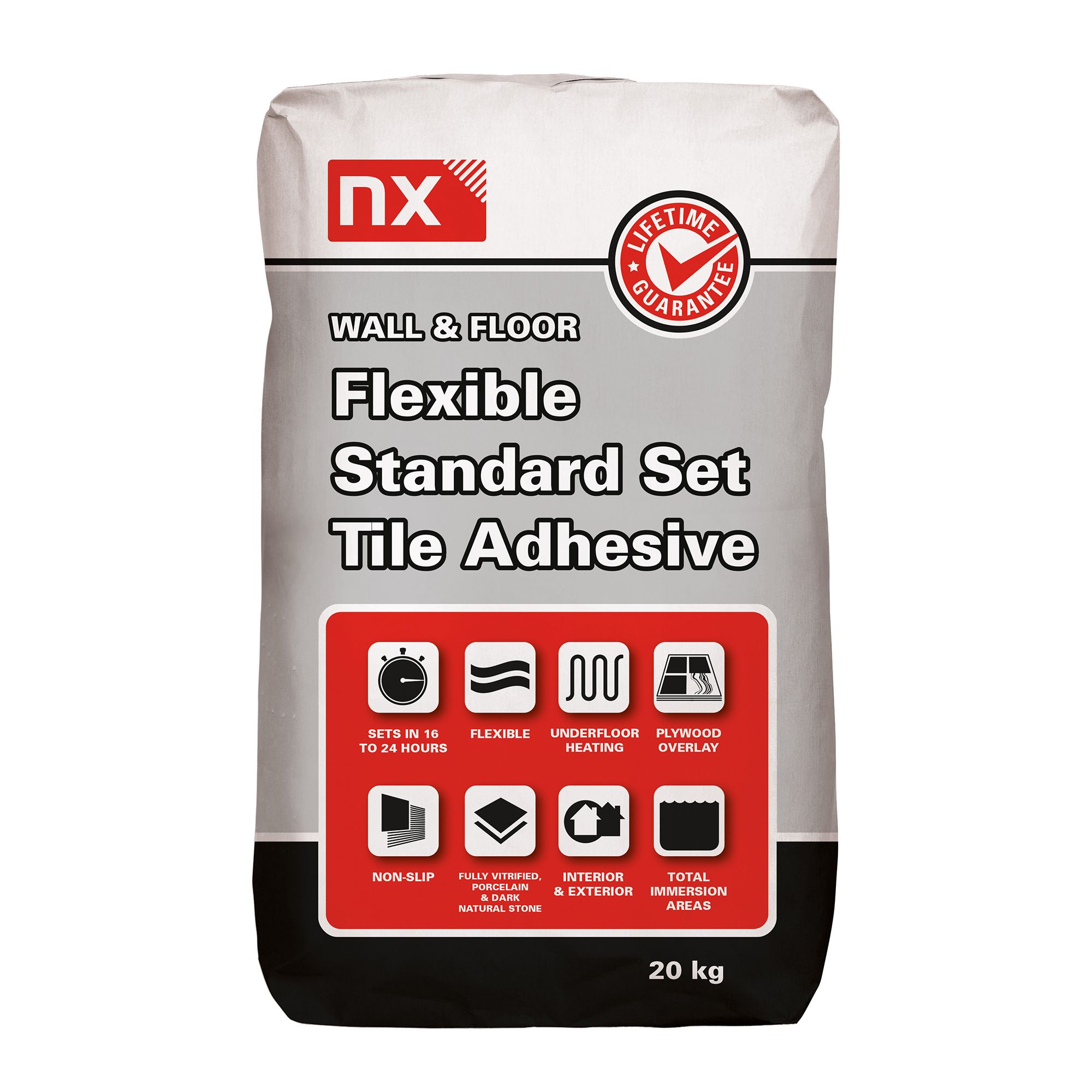 NX Flexible Standard set White Tile Adhesive, 20kg | DIY at B&Q