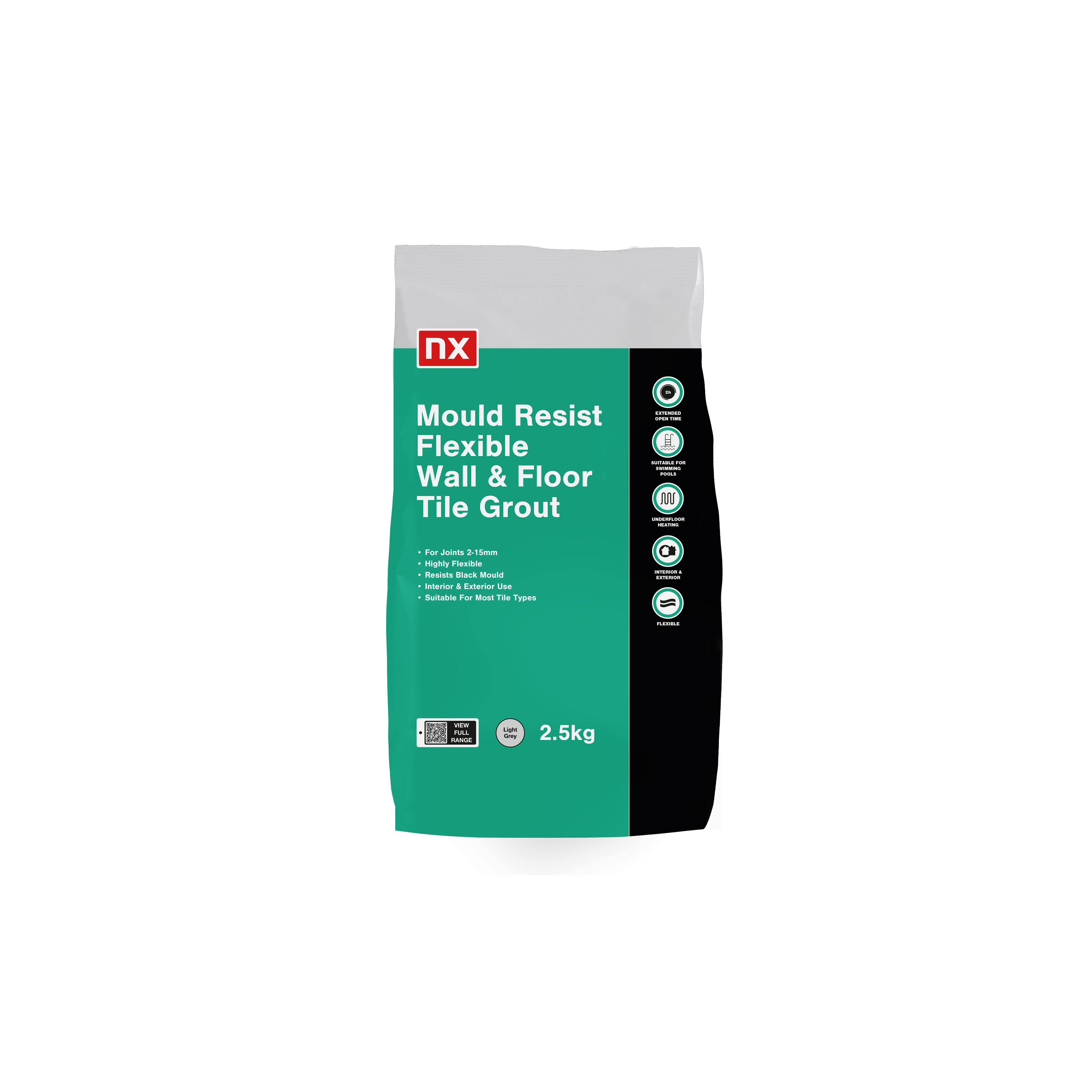 NX MOULD RESIST LIGHT GREY WALL & FLOOR TILE GROUT, 2.5KG