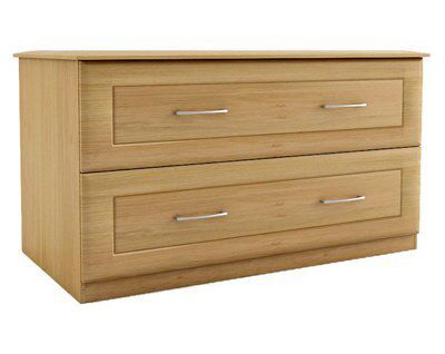 Oak effect 2 Drawer Ready assembled Chest of drawers (H)575mm (W)800mm ...