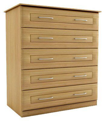 Oak effect 5 Drawer Ready assembled Chest of drawers (H)1130mm (W)800mm ...