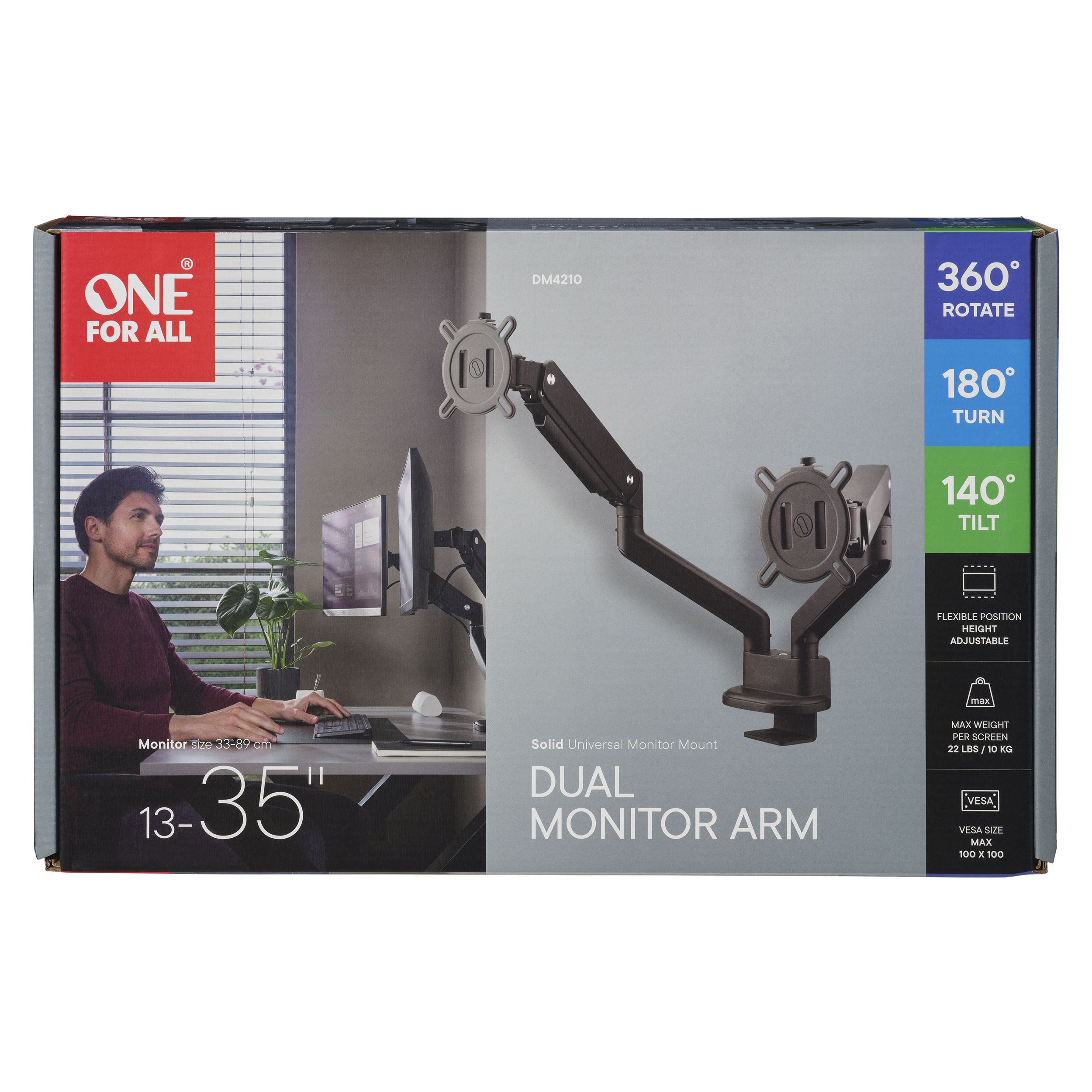 One For All Solid Dual Black Monitor stand