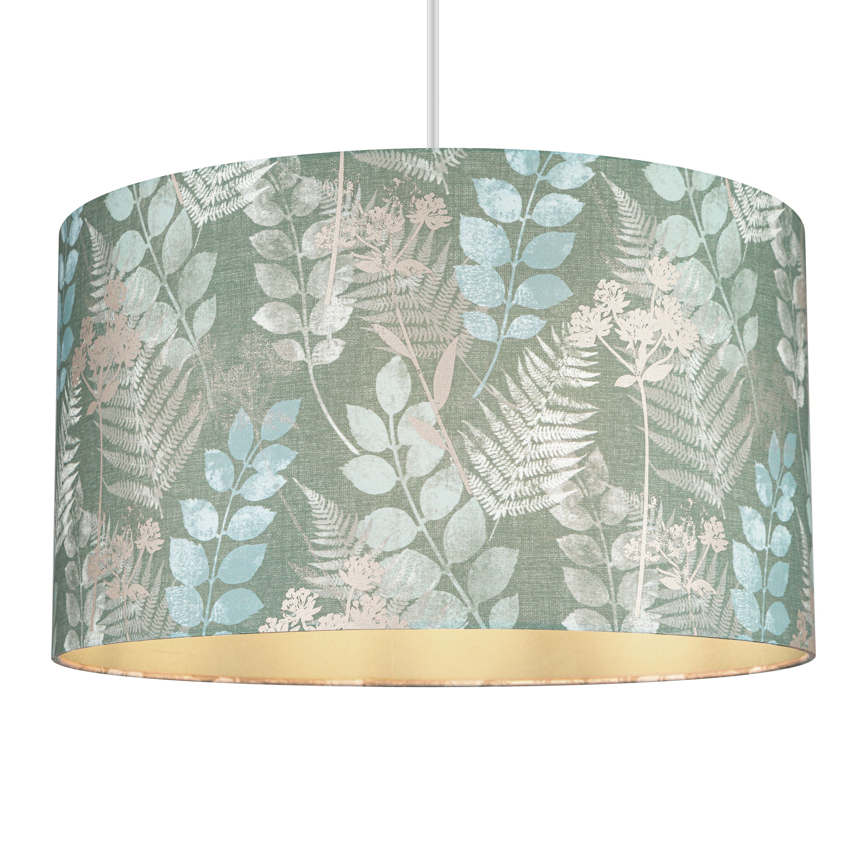 Oshibana Green & Blue Leaves Drum Lamp shade (D)40cm