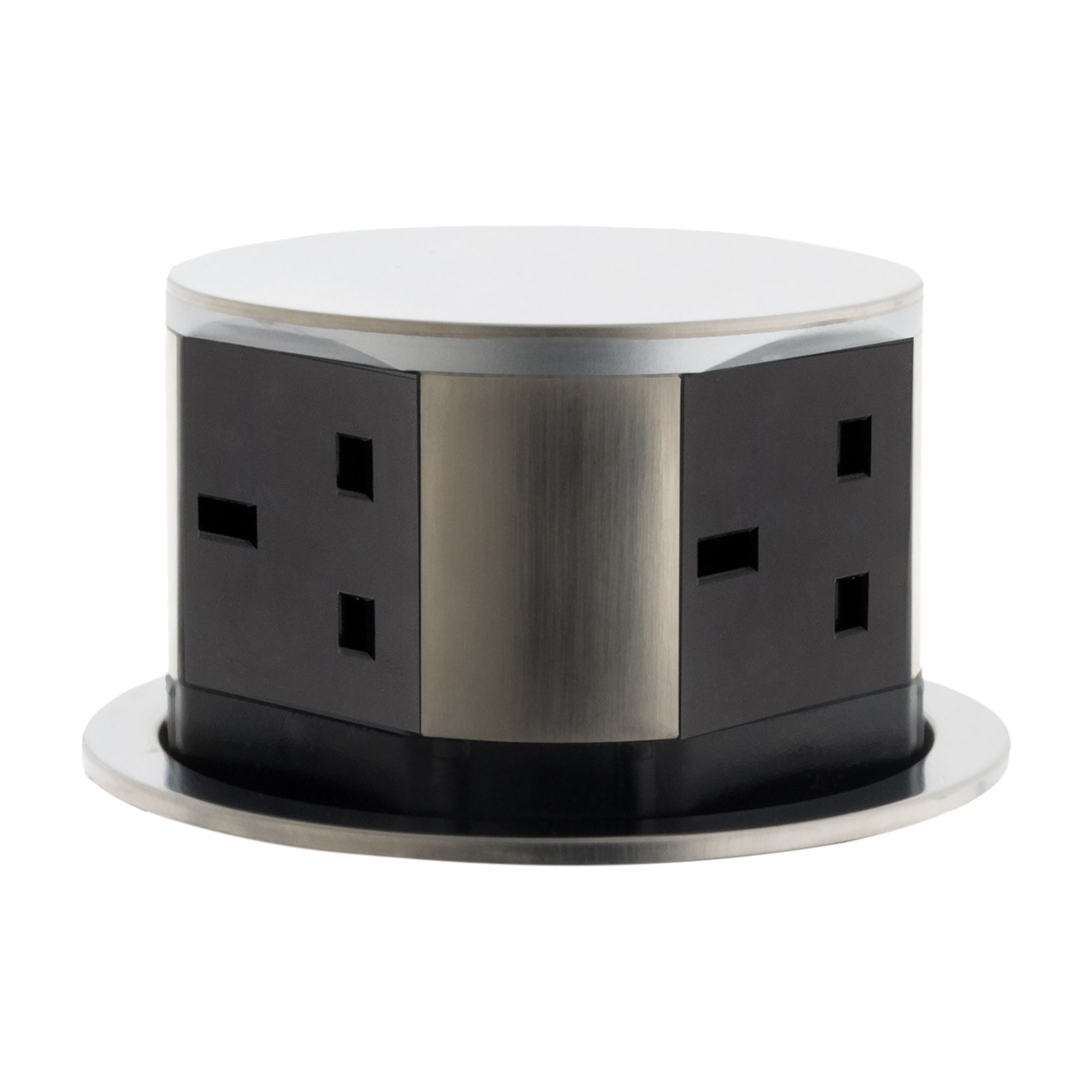 Buy Otio 13A Chrome effect Plastic Inset desktop socket | DIY at B&Q