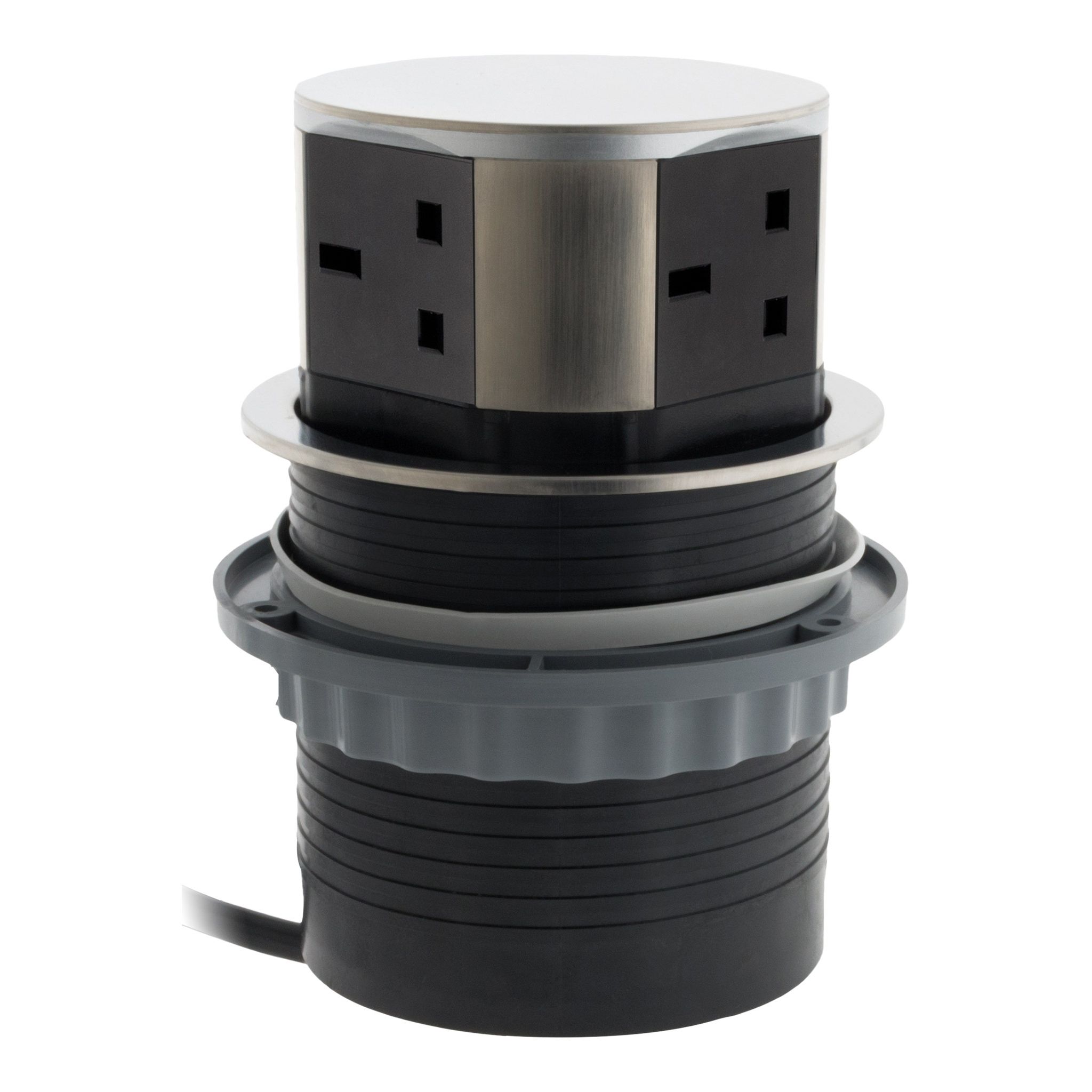 Otio 13A Chrome effect Plastic Inset desktop socket