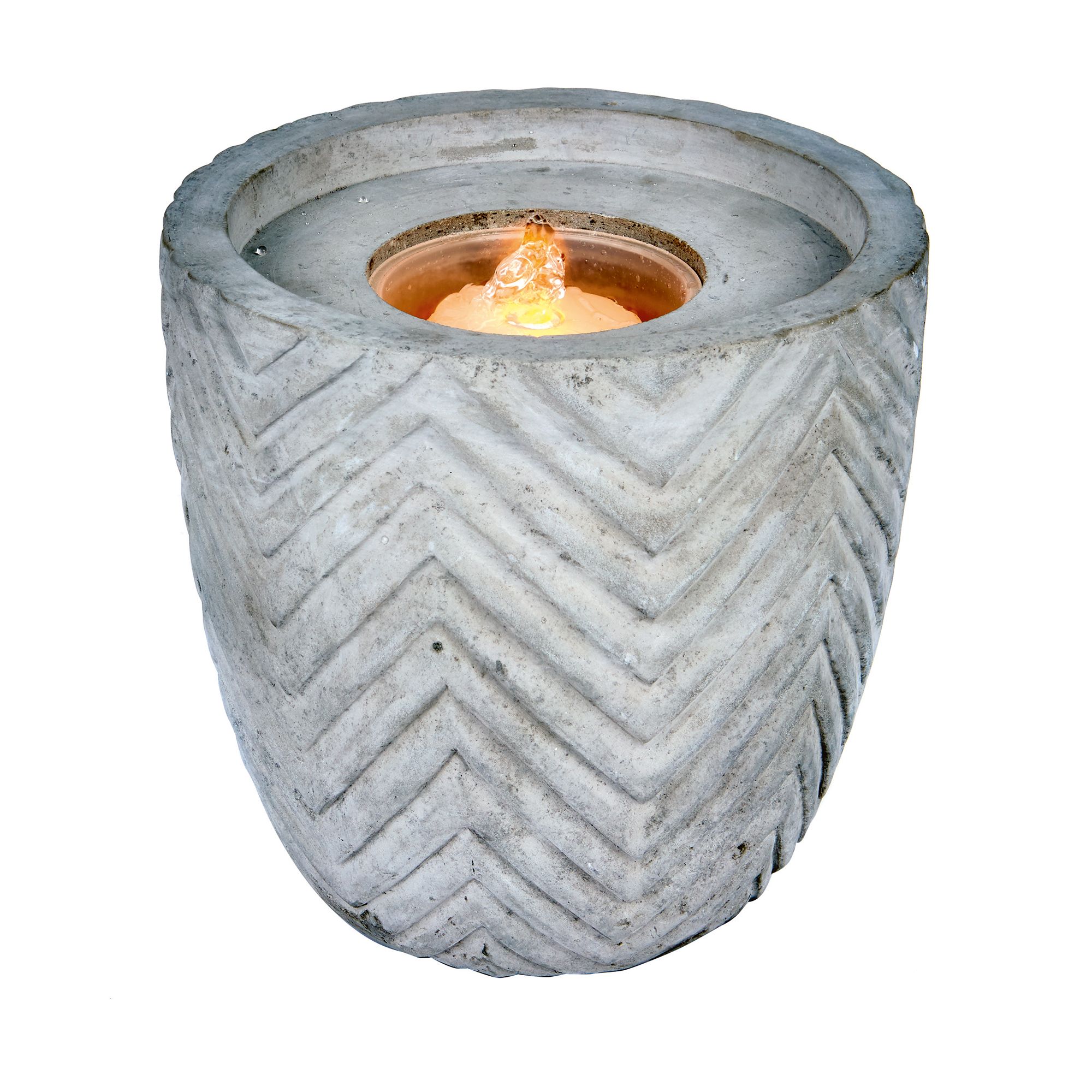 Outdoor Living UK Battery-powered Concrete style round Water feature ...