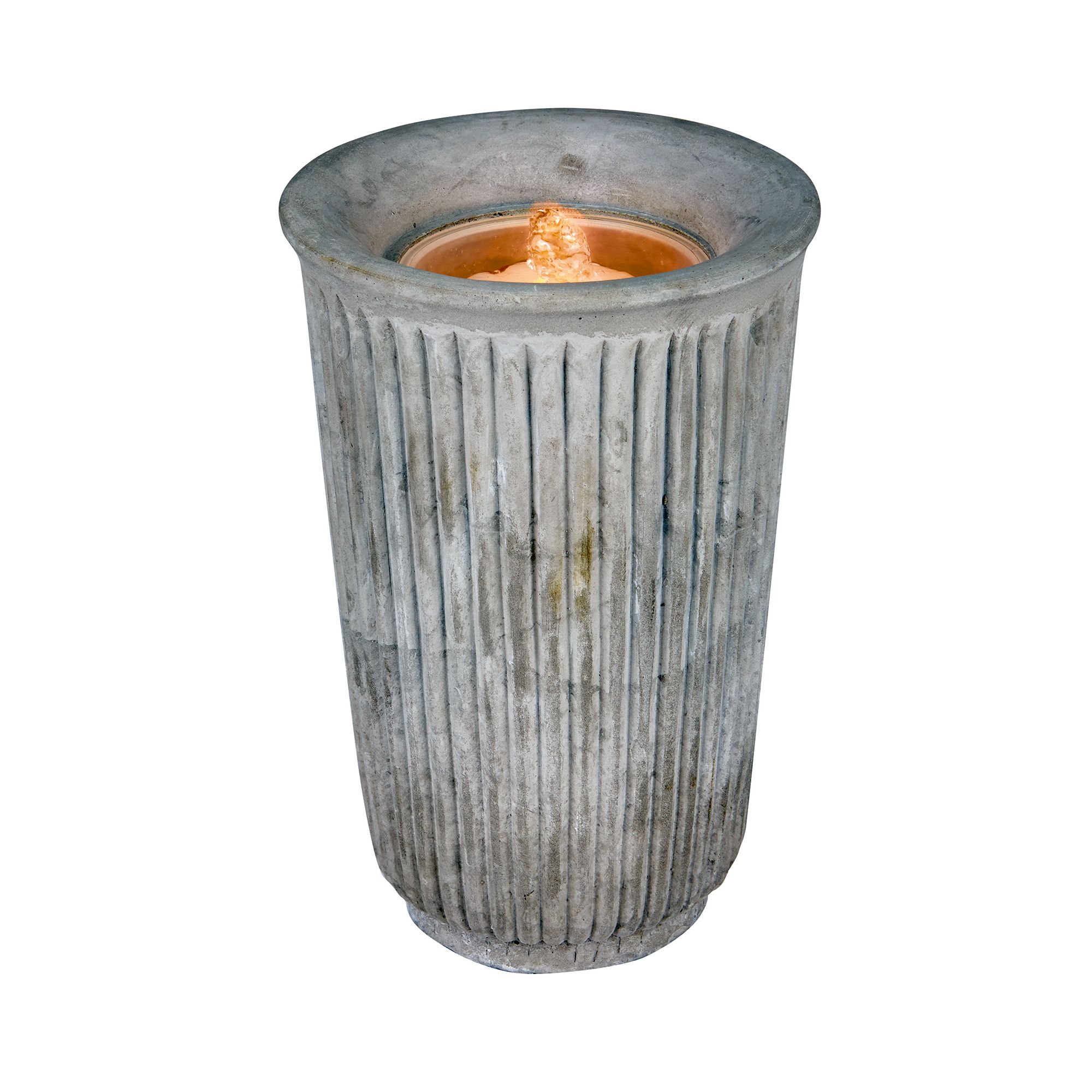 Outdoor Living UK Battery-powered Concrete style round Water feature ...
