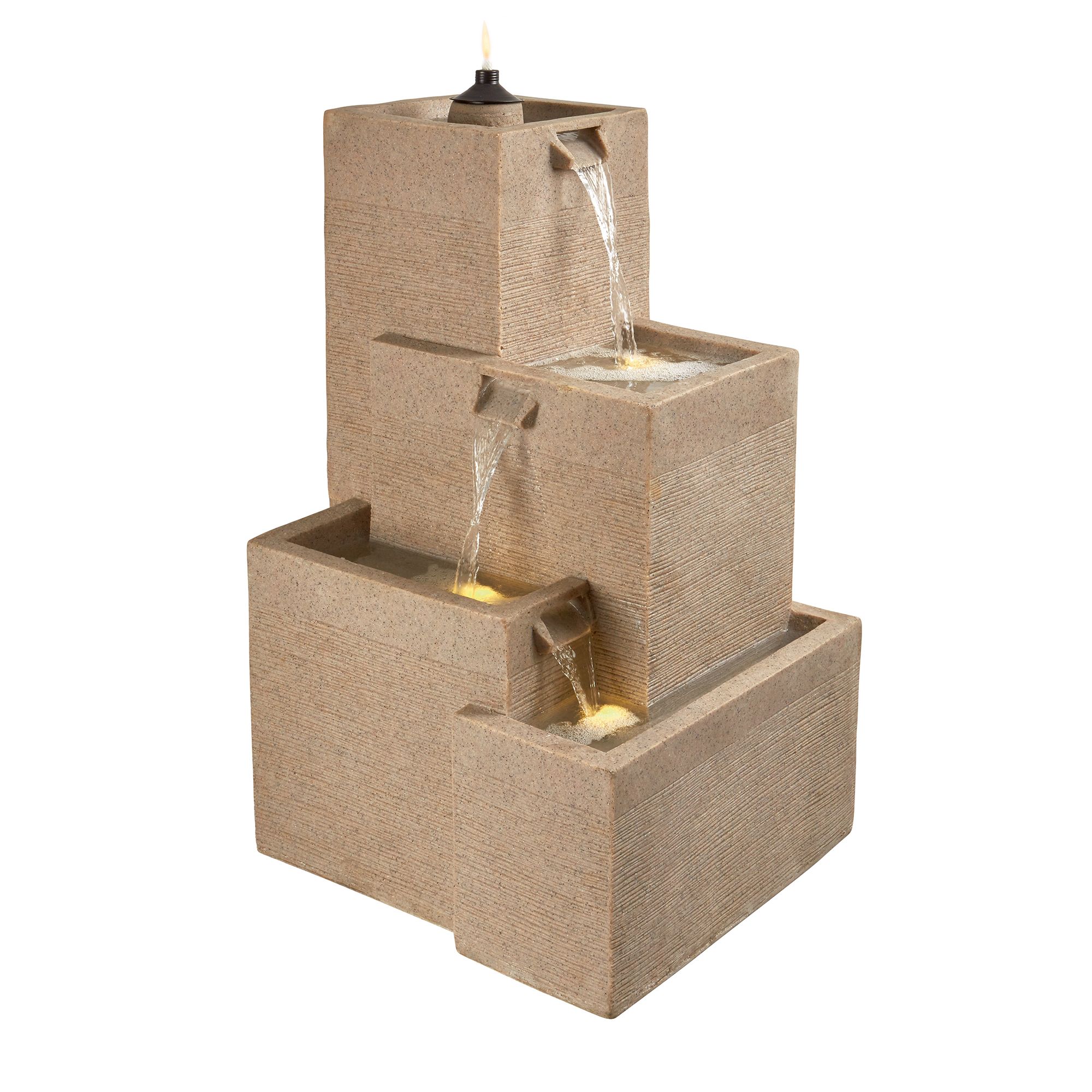 Outdoor Living UK Mains-powered Cascading fountain Water feature with ...