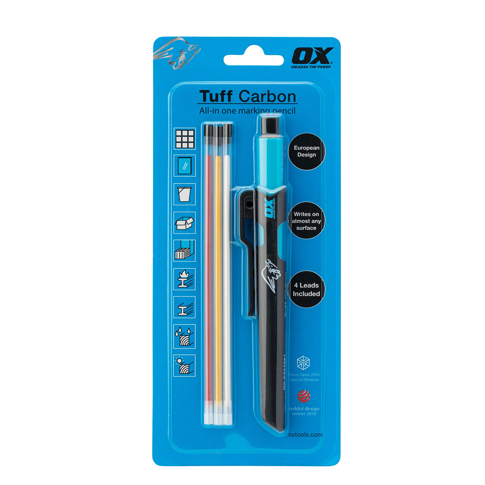 Ox Tools OX Pro Tuff Carbon Pencil Black & cyan 2B Multi-purpose Pencil