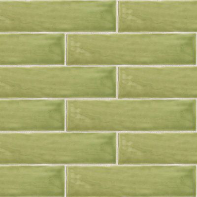 Padstow Olive Gloss Plain Stone effect Ceramic Tile, Pack of 22, (L ...