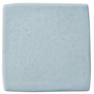 Padstow Sky blue Gloss Plain Concrete effect Ceramic Wall Tile Sample ...