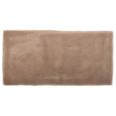 Padstow Taupe Gloss Plain Ceramic Wall Tile Sample | DIY at B&Q