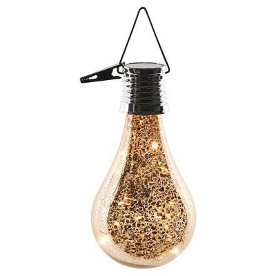 Painted Gold effect Light bulb Solar-powered LED External Hanging light ...