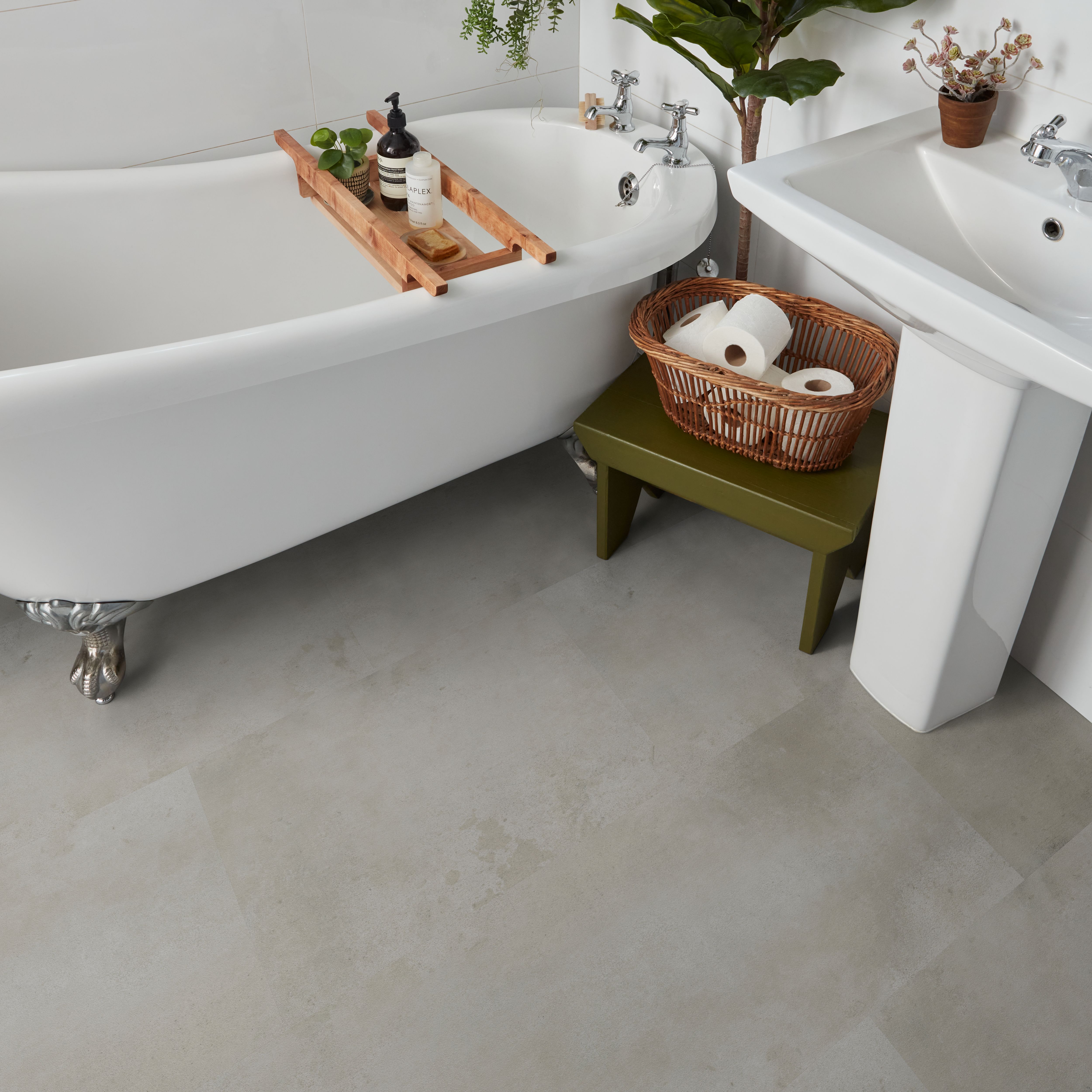 Palio by Karndean Grey Concrete effect Embossed Luxury vinyl click Tile ...