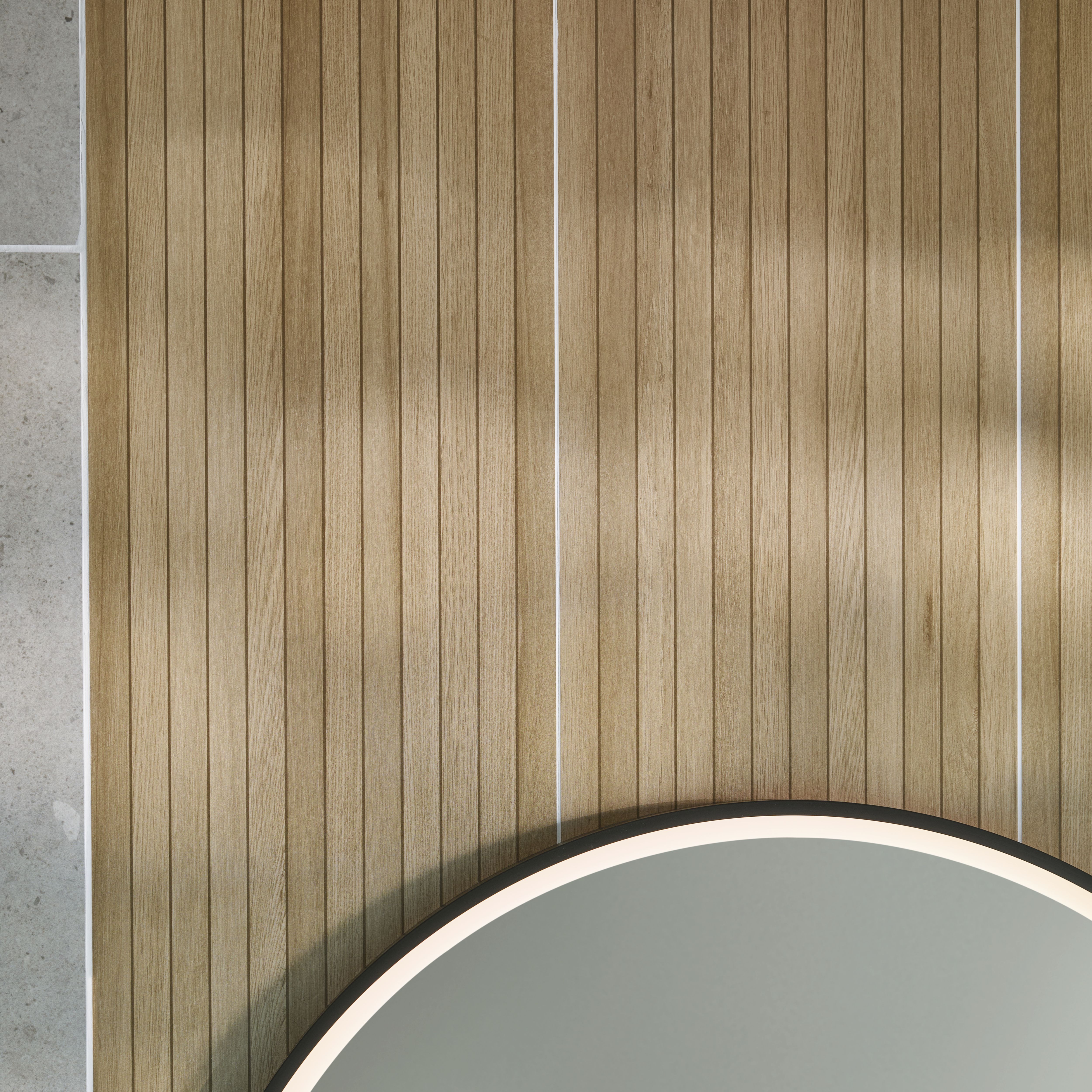 Palmaria Natural Matt Ribbed Wood effect Ceramic Indoor Wall Tile Sample