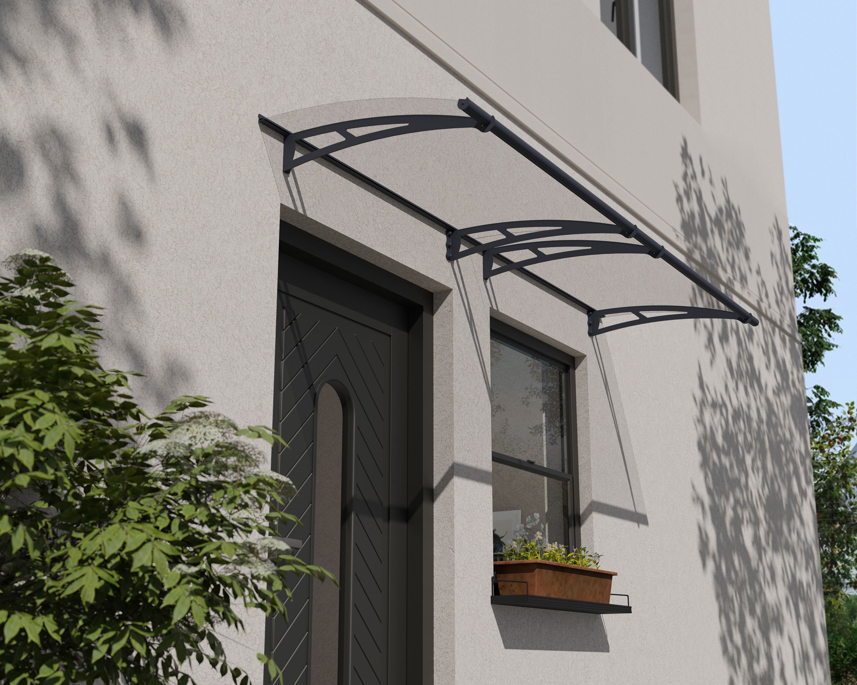 Palram - Canopia Aquila 3000 Grey Door canopy, (H)17.5cm (W)302cm (D)91.5cm