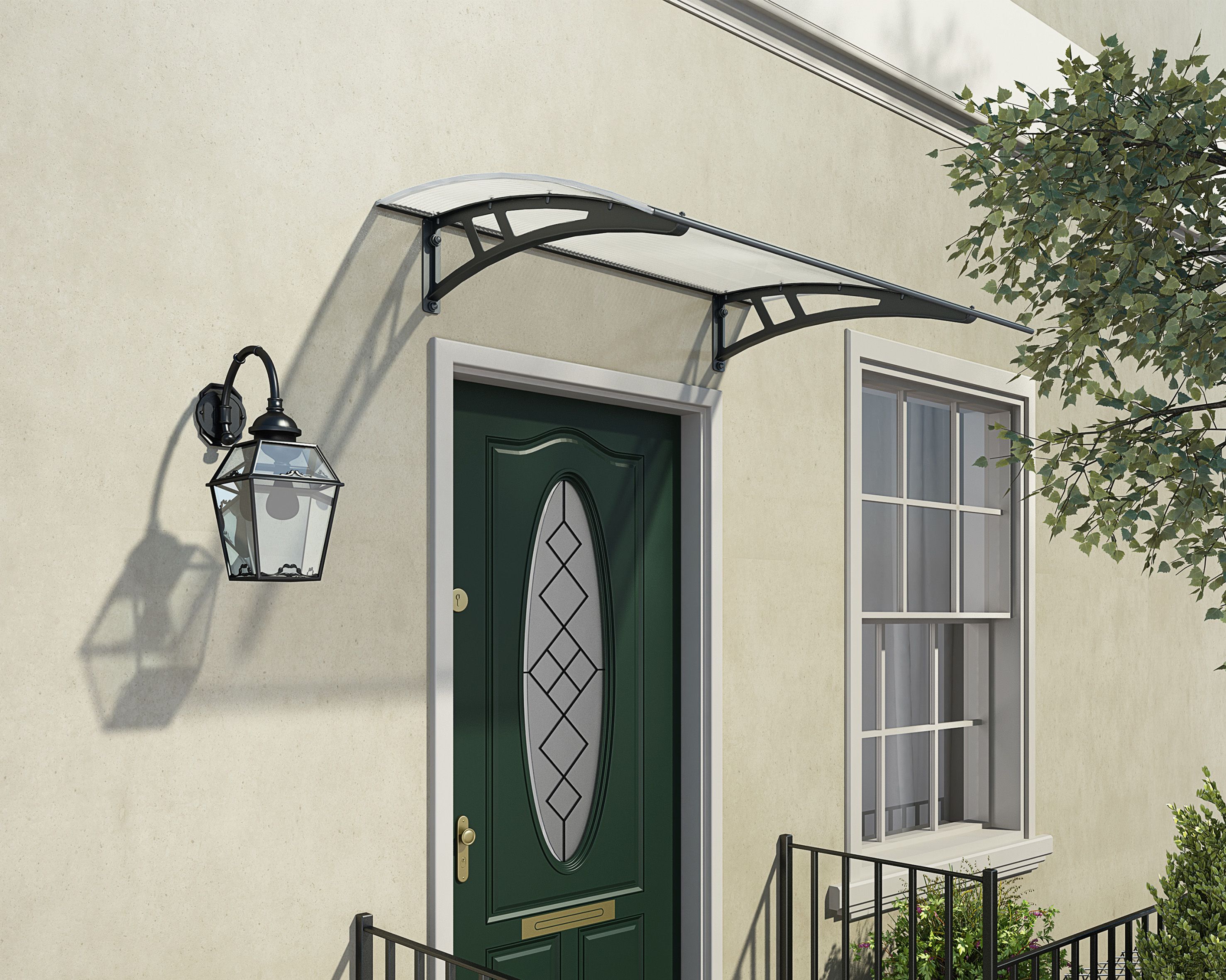 Palram - Canopia Calisto 1350 Grey Door canopy, (H)24.5cm (W)136cm (D)95cm