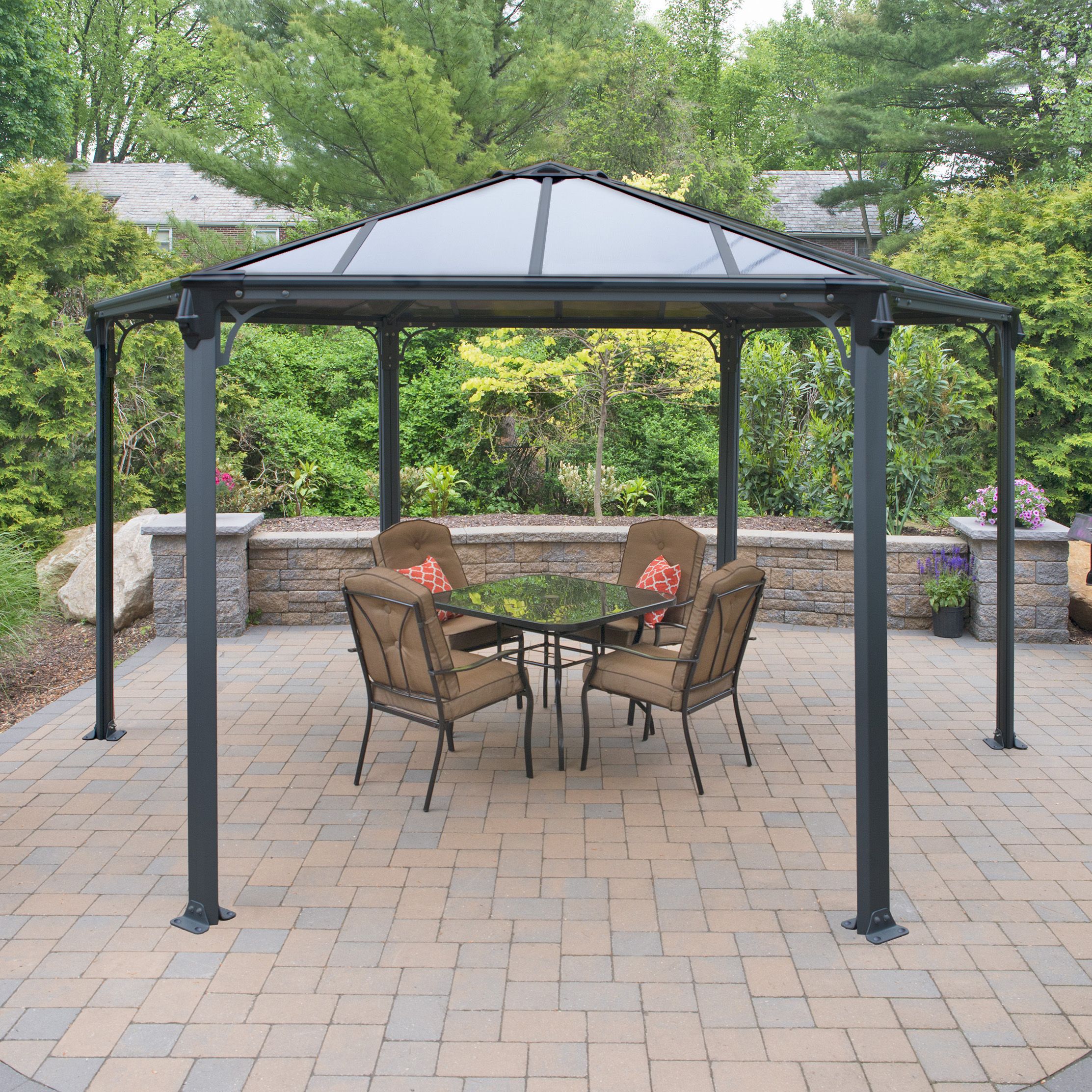 Palram - Canopia Monaco Grey Hexagonal Gazebo, (W)4.5m (D)3.9m | DIY at B&Q