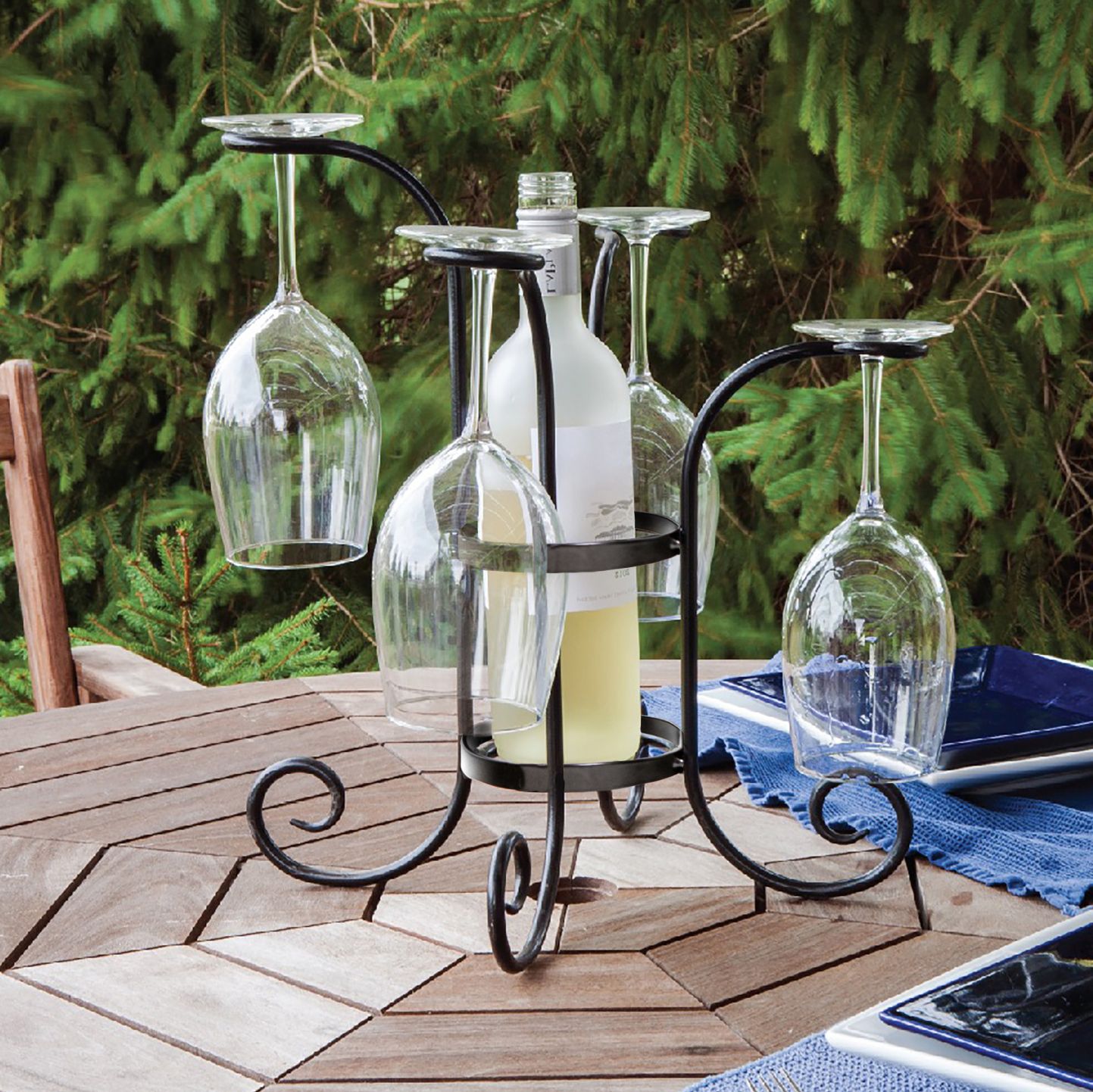 Panacea Black Gloss Freestanding Wine glass & bottle rack, (H) 310mm x ...