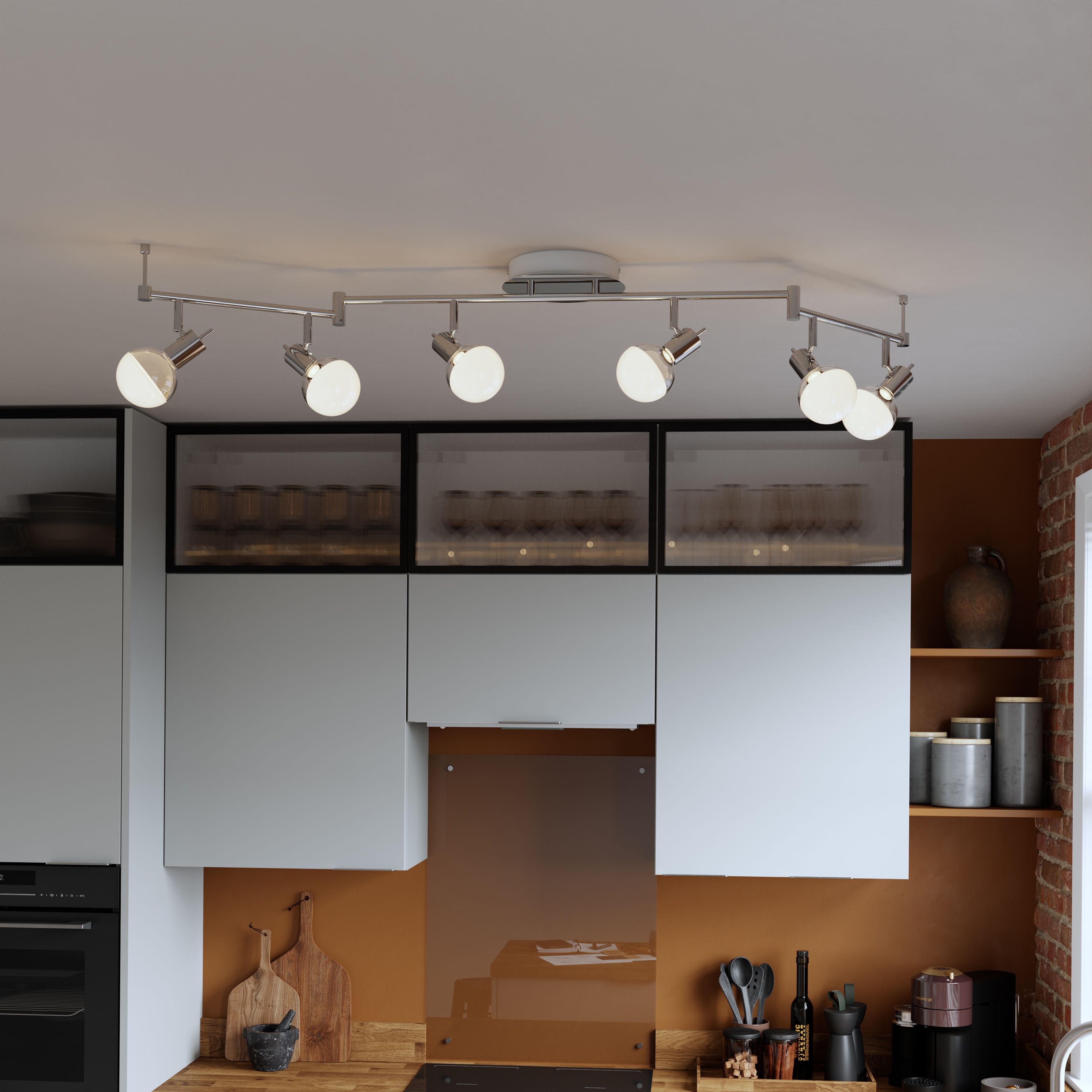 Panacea Tube Gloss Chrome effect 6 Light Spotlight bar - Refurbished