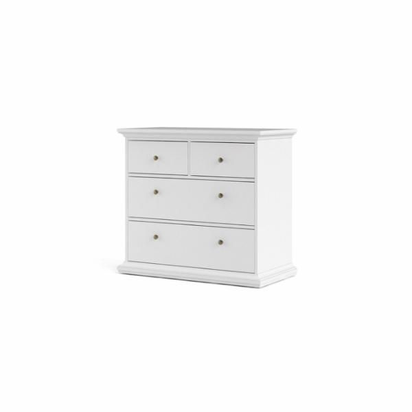 Paris Matt white 4 Drawer Chest of drawers (H)869mm (W)962mm (D)485mm ...