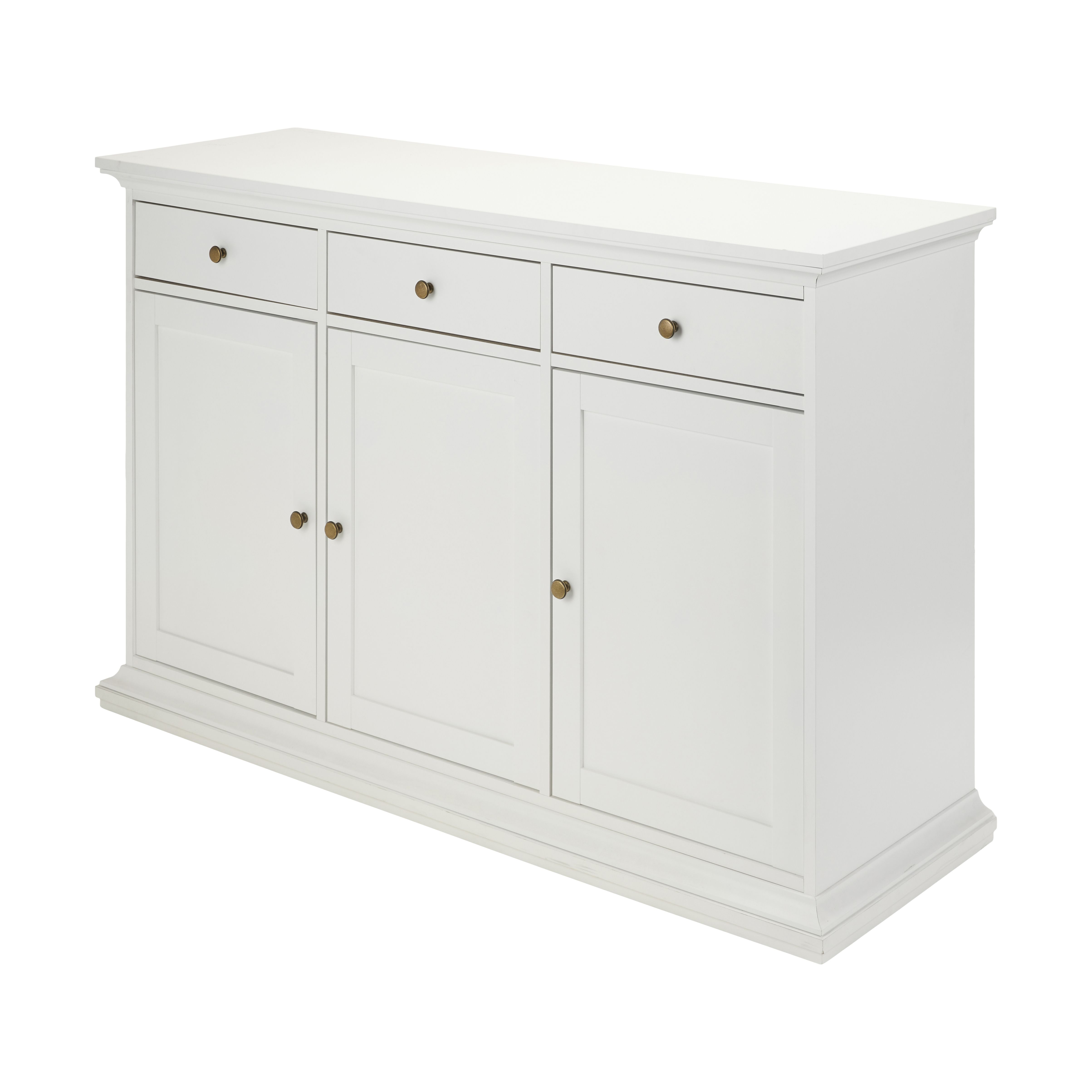 Paris White Chipboard 3 door 3 drawer Large Sideboard (H)916mm (W ...