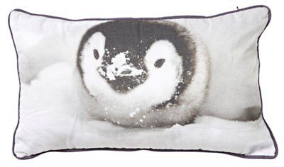PENGUIN CUSHION PHOTO GREY 30X50CM | DIY at B&Q