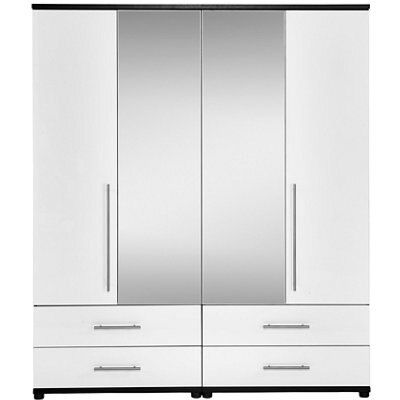 Perla Partial assembly required Gloss white oak effect 4 door 4 Drawer ...