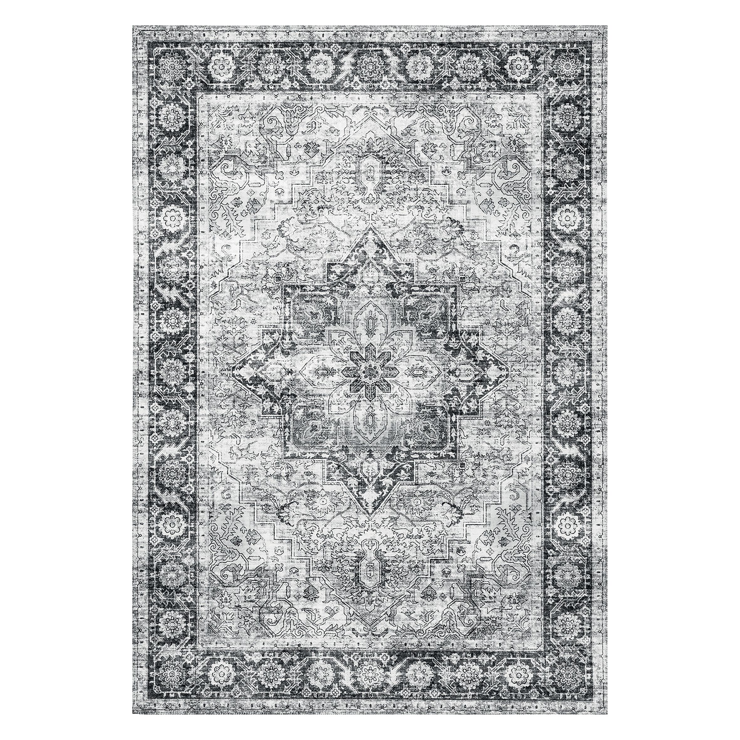 Persian Chenille Grey Traditional Medium Rug, (L)170cm x (W)120cm