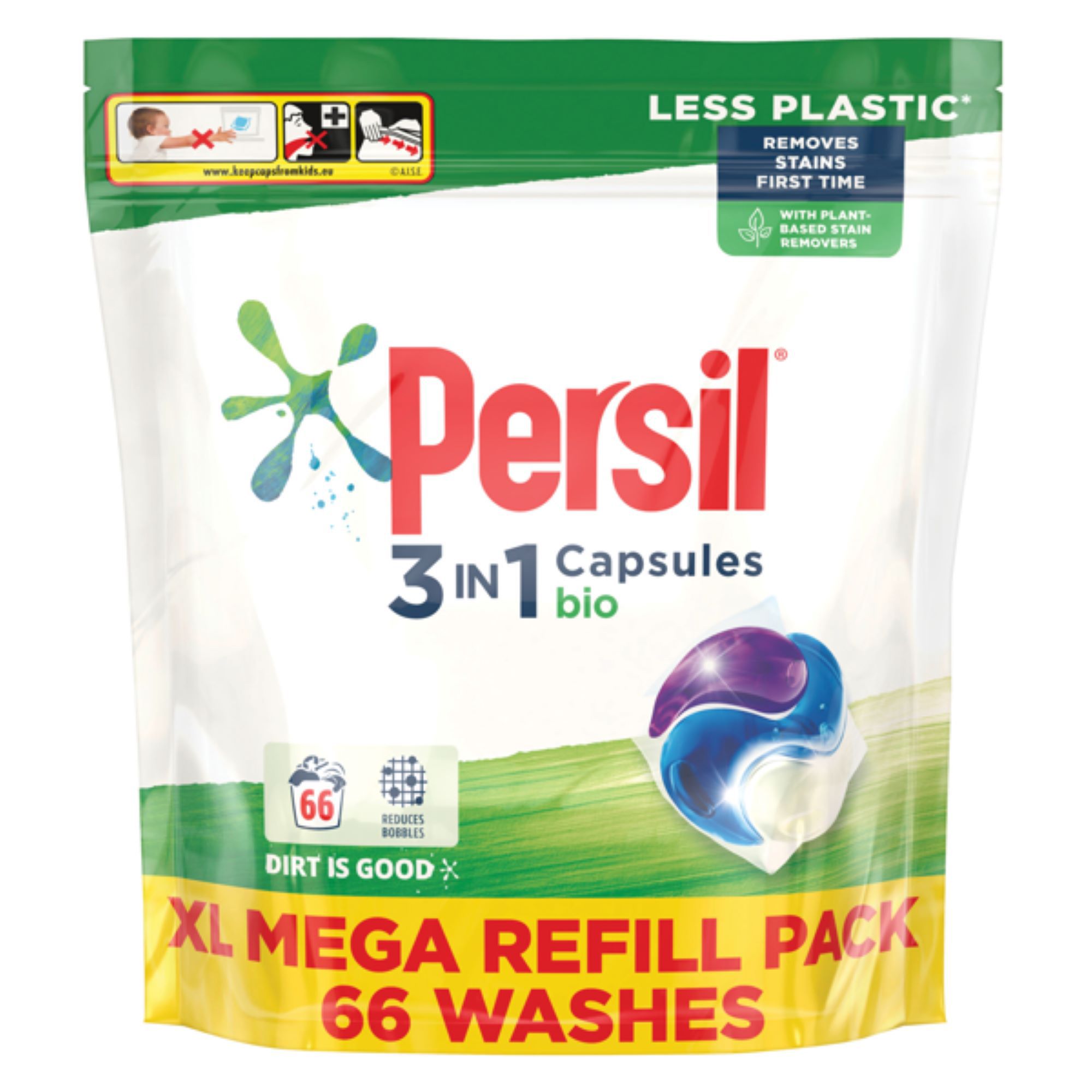Persil 3-in-1 Bio Washing capsules, 1.9kg, Pack of 66