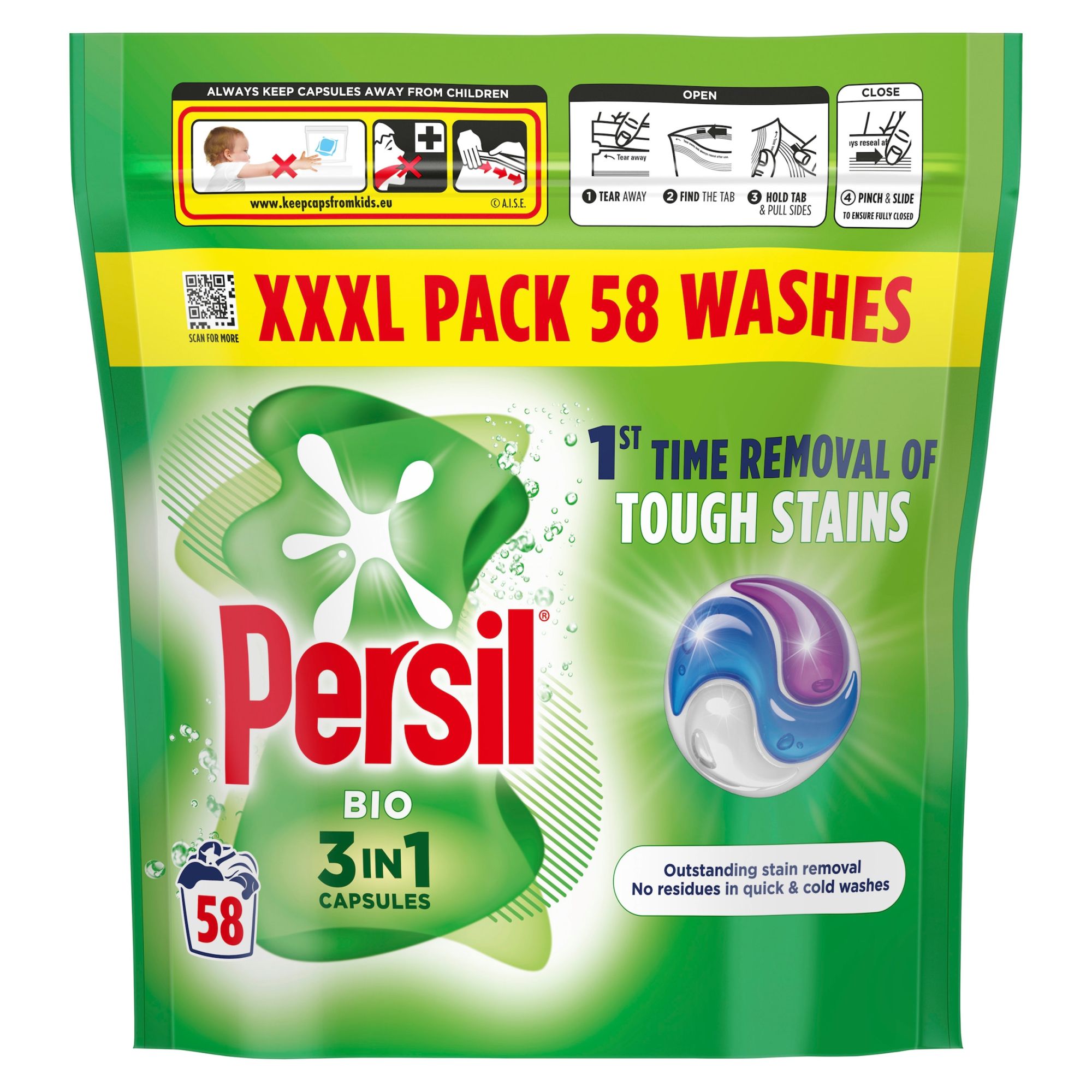 PERSIL NON BIO 3-IN-1 XXXL PACK WASHING CAPSULES, 58W